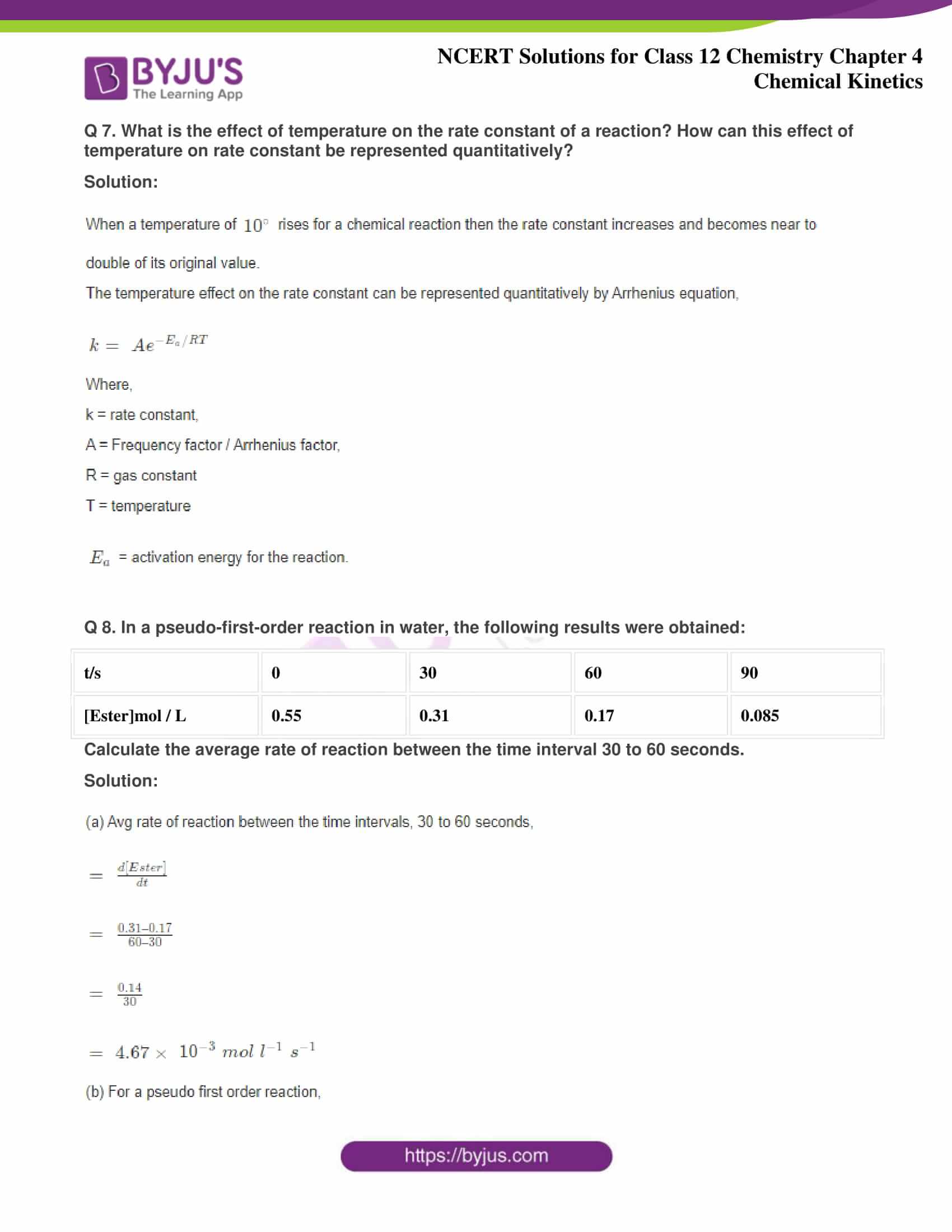 NCERT Solutions for Class 12 Chemistry Chapter 4 Chemical Kinetics