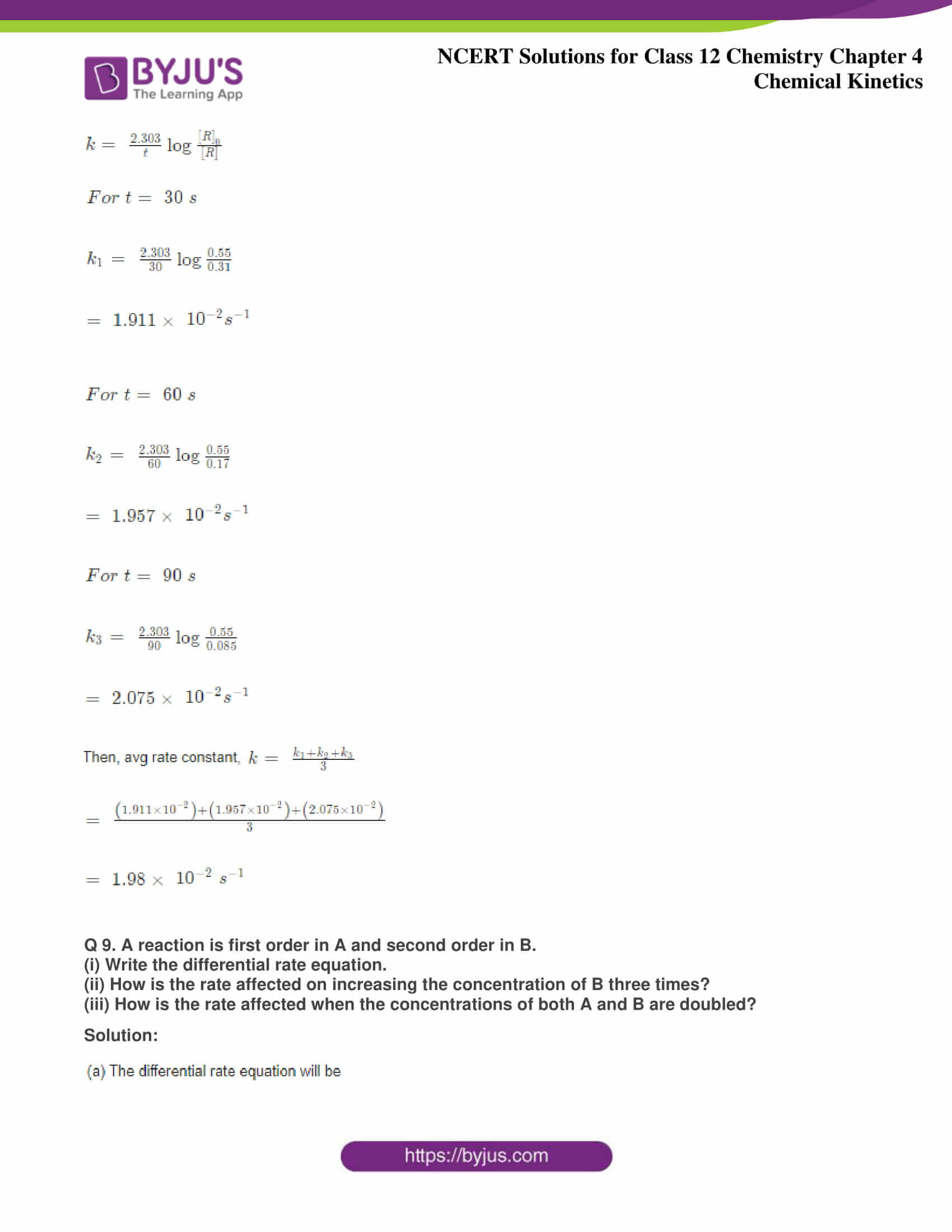NCERT Solutions for Class 12 Chemistry Chapter 4 Chemical Kinetics