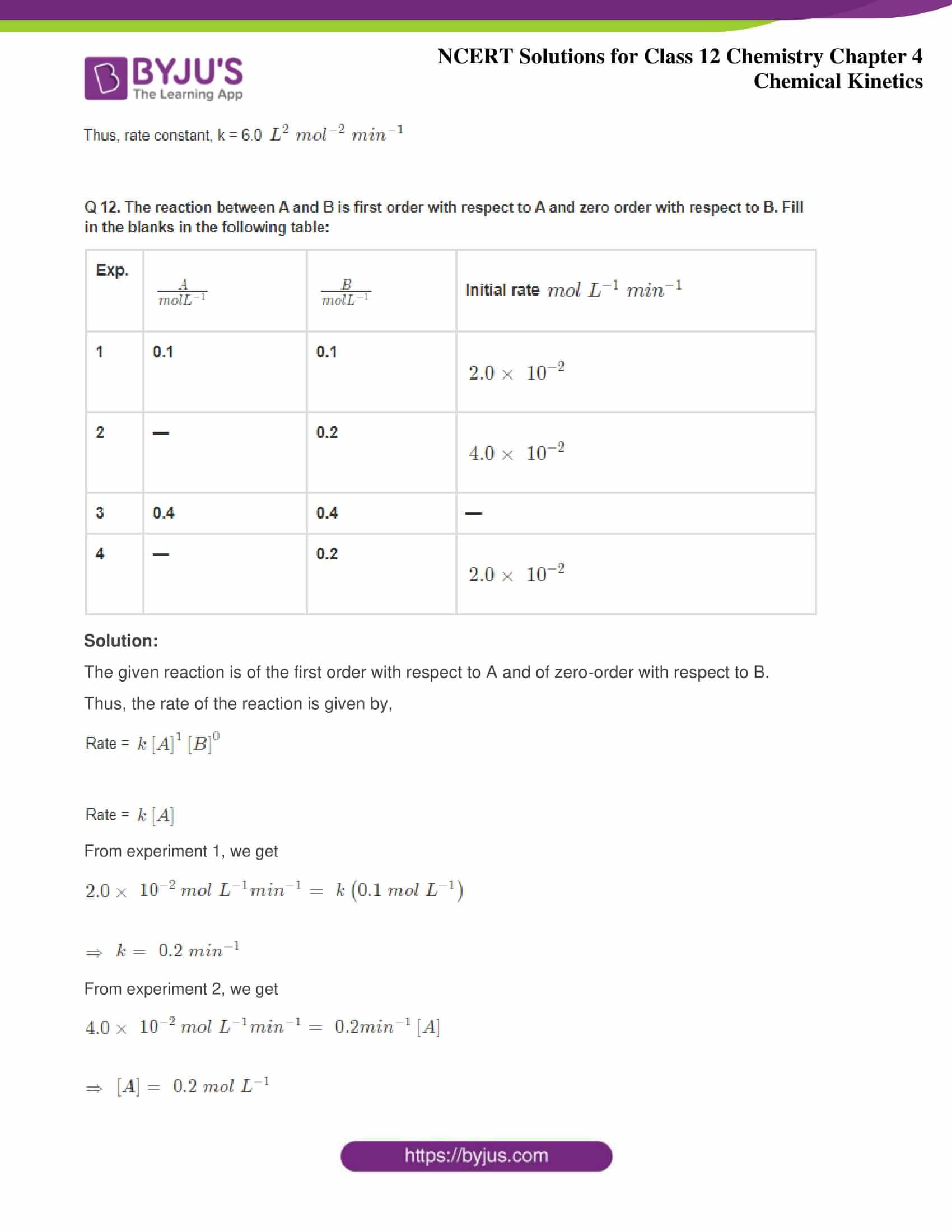 NCERT Solutions for Class 12 Chemistry Chapter 4 Chemical Kinetics