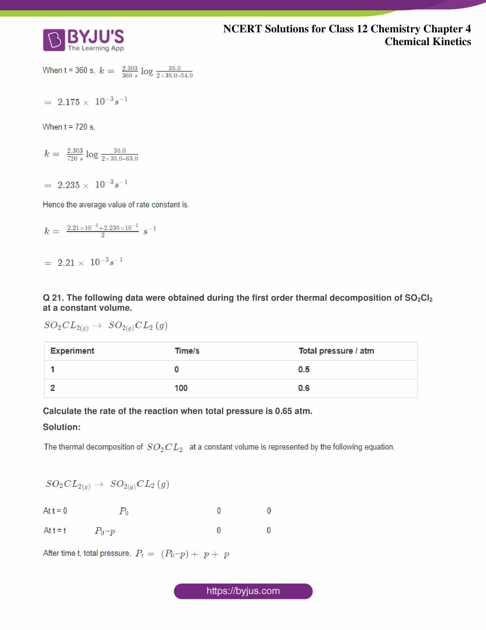 NCERT Solutions for Class 12 Chemistry Chapter 4 Chemical Kinetics