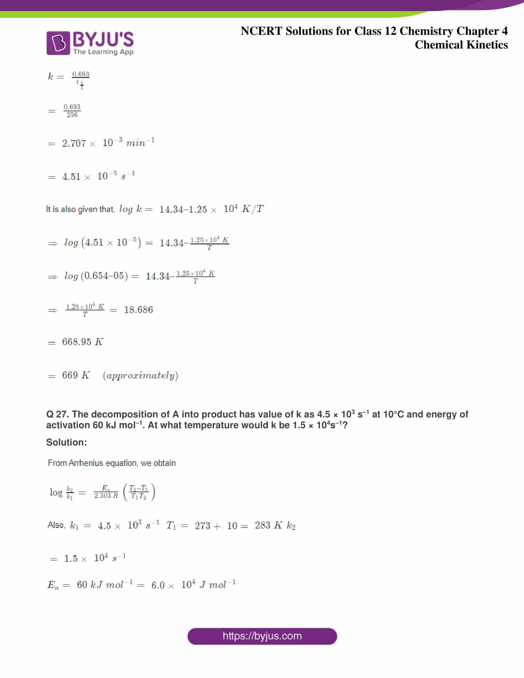 NCERT Solutions for Class 12 Chemistry Chapter 4 Chemical Kinetics