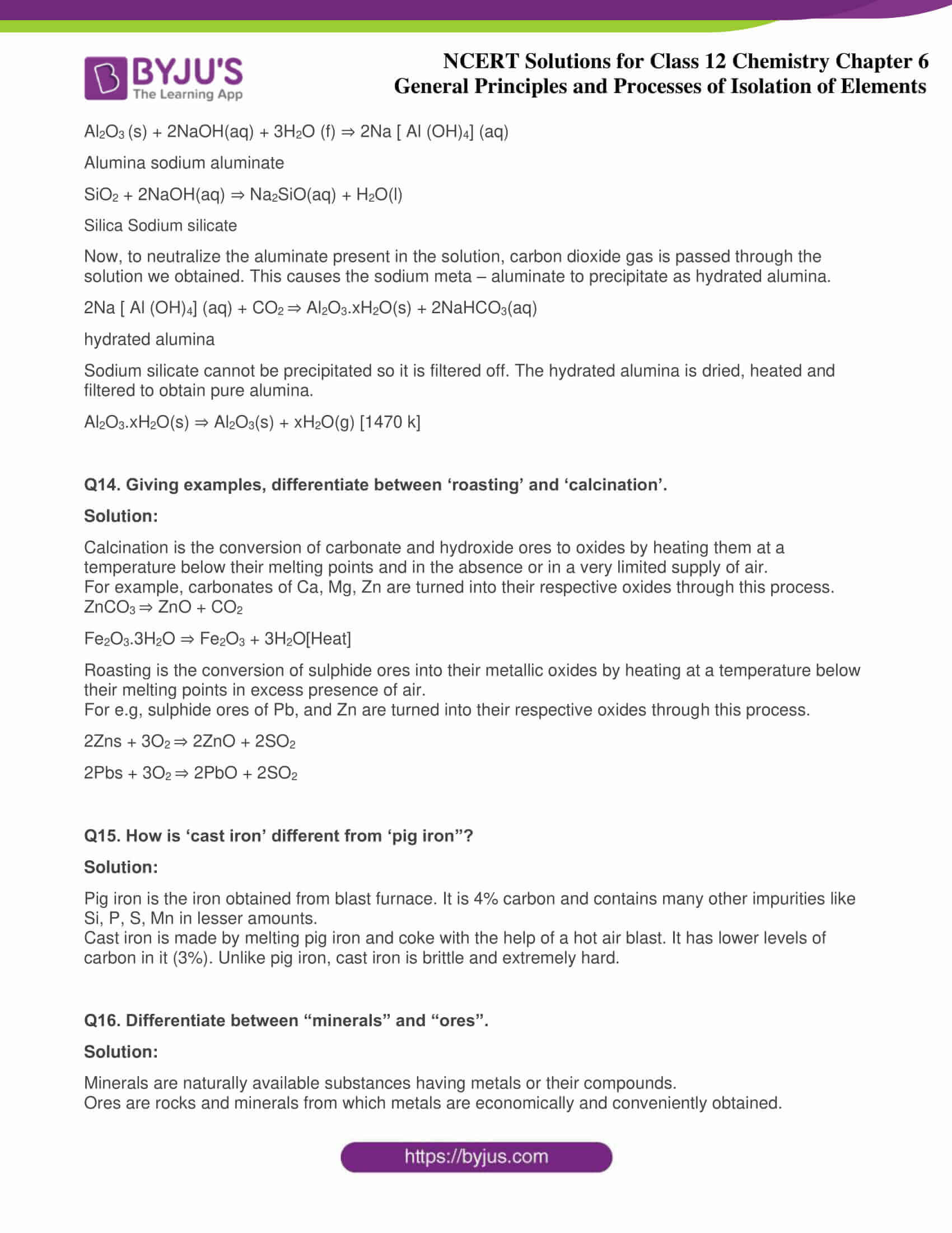 NCERT Solutions for Class 12 Chemistry Chapter 6 General Principles and ...