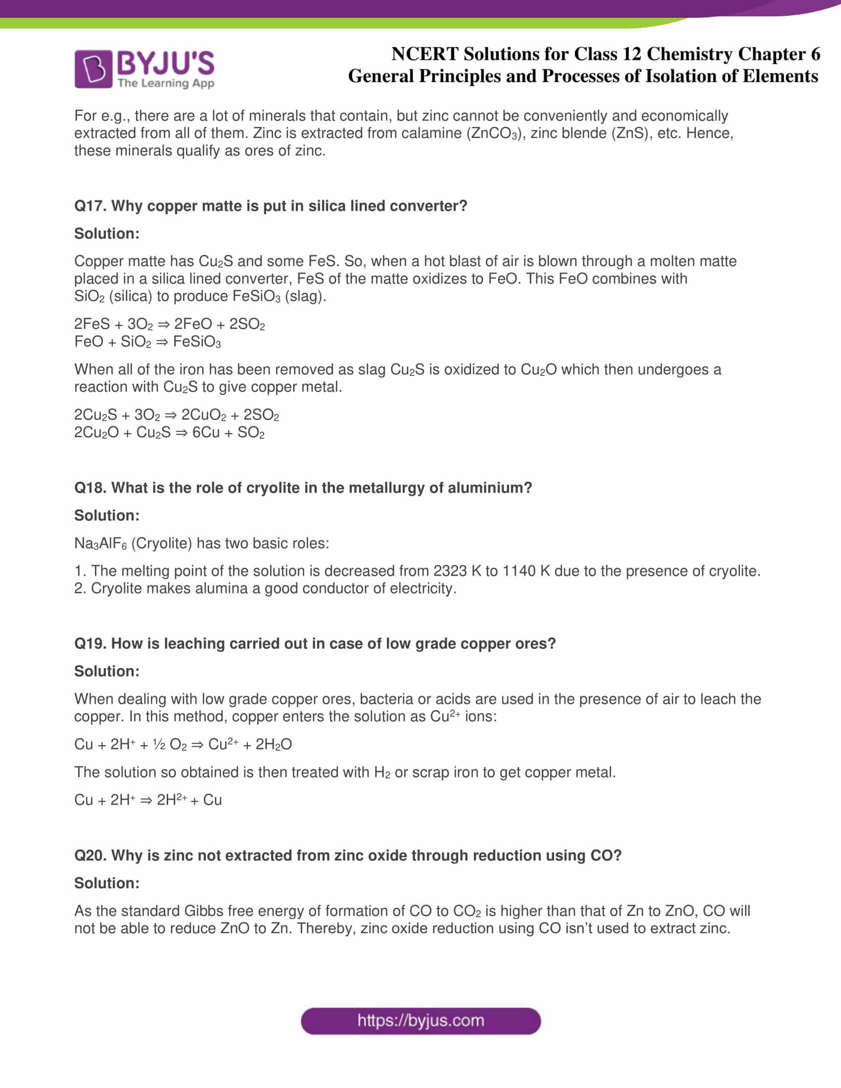 NCERT Solutions for Class 12 Chemistry Chapter 6 General Principles and ...