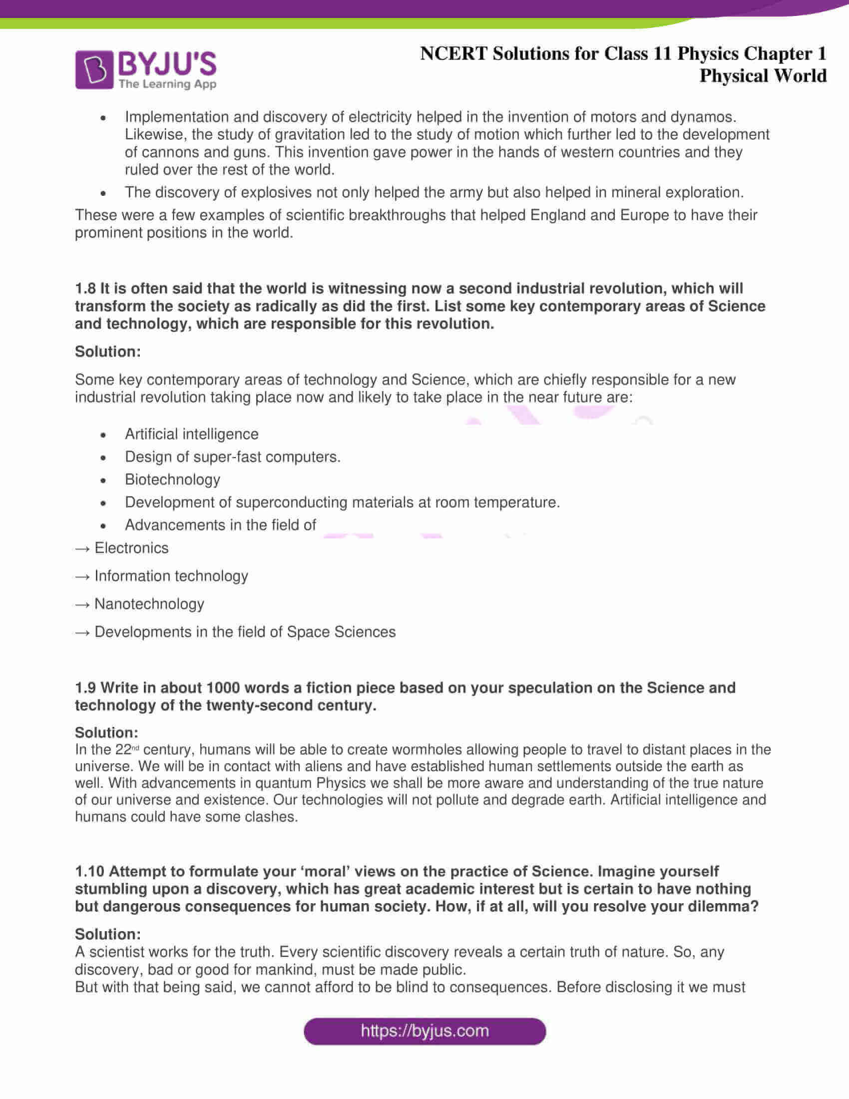 NCERT Solutions for Class 11 Physics Chapter 1 Physical World