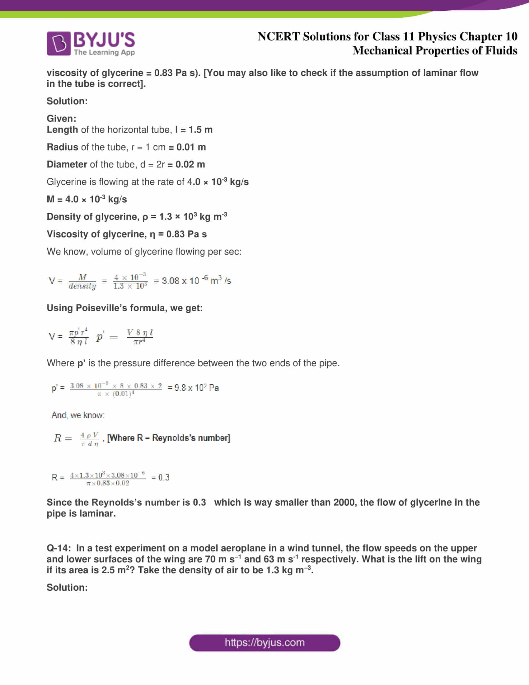 NCERT Solutions for Class 11 Physics Chapter 10 Mechanical Properties of Fluids