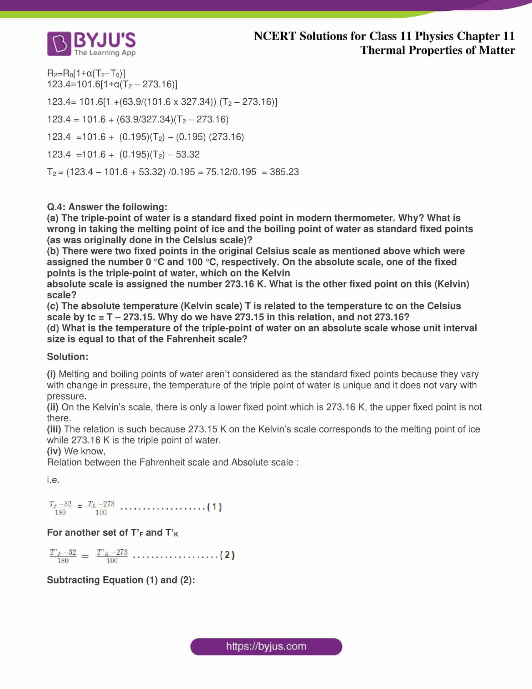 NCERT Solutions for Class 11 Physics Chapter 11 Thermal Properties of ...