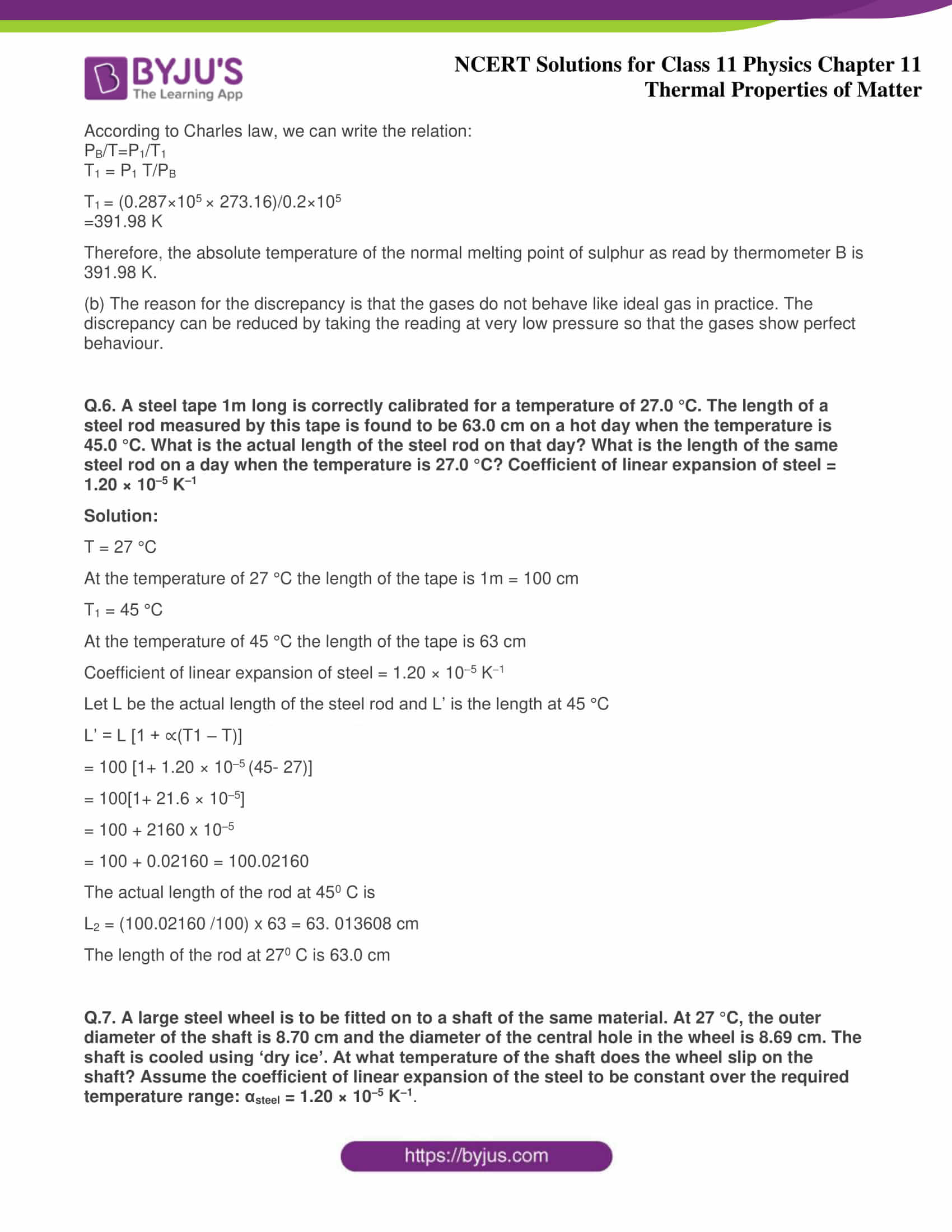 NCERT Solutions for Class 11 Physics Chapter 11 Thermal Properties of ...