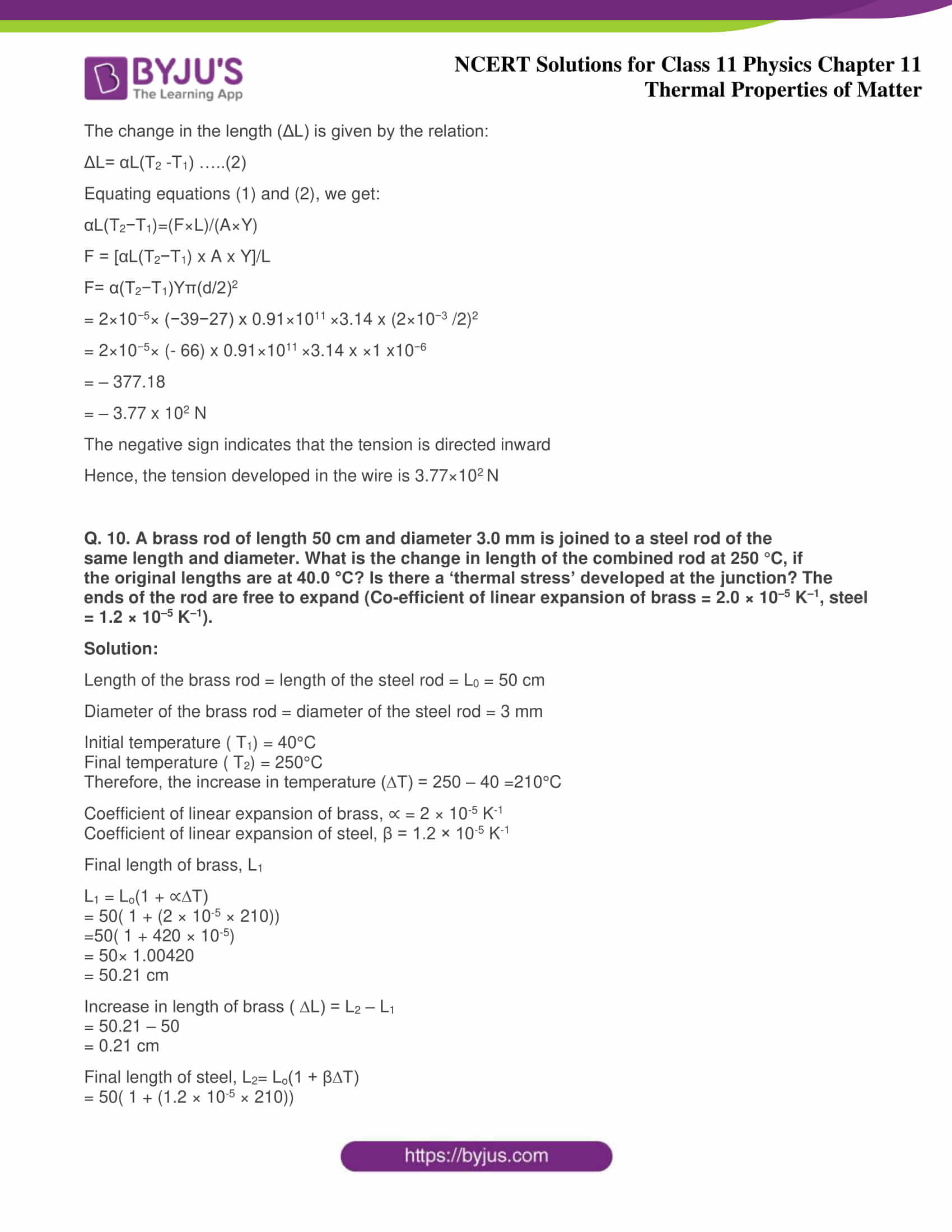NCERT Solutions for Class 11 Physics Chapter 11 Thermal Properties of ...