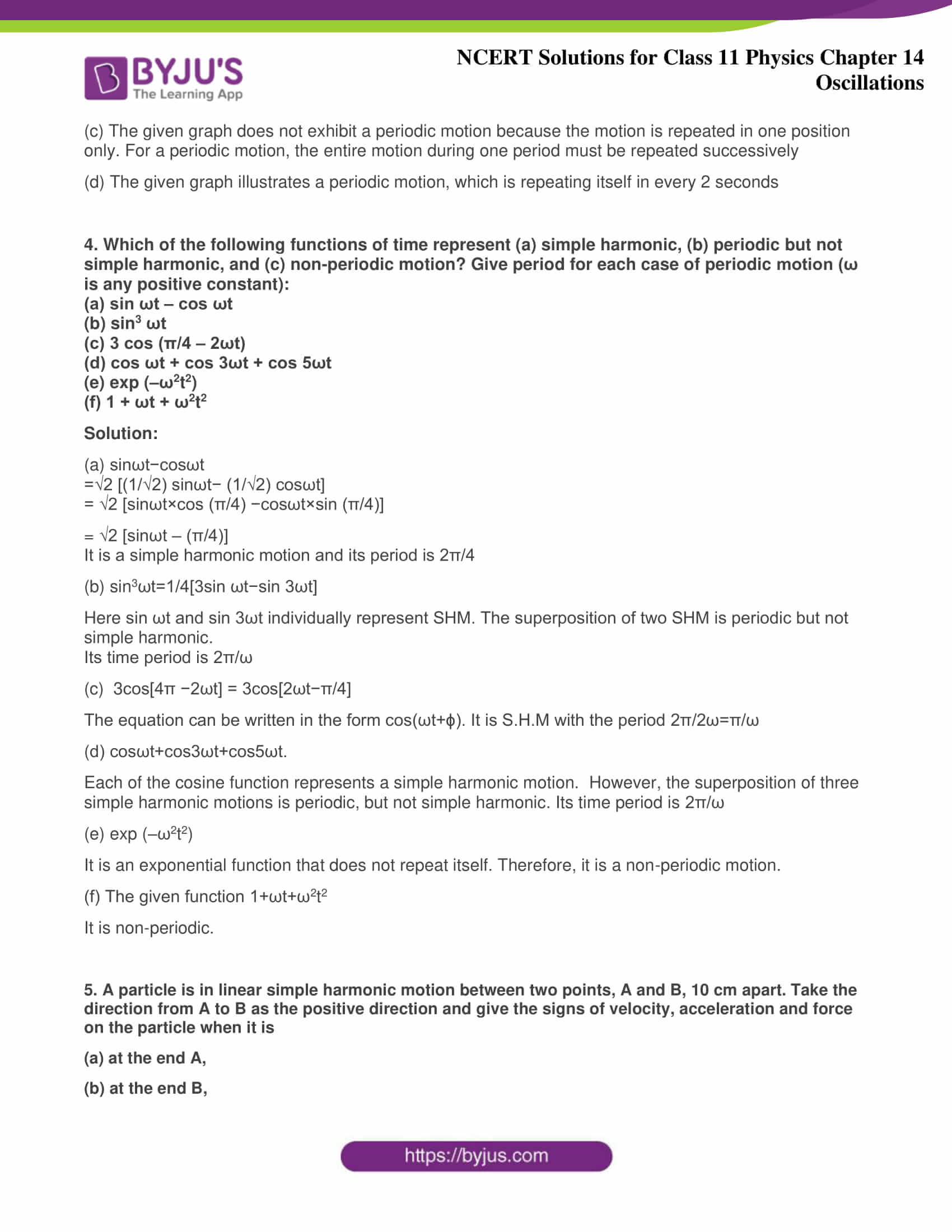 NCERT Solutions for Class 11 Physics Chapter 14 Oscillations