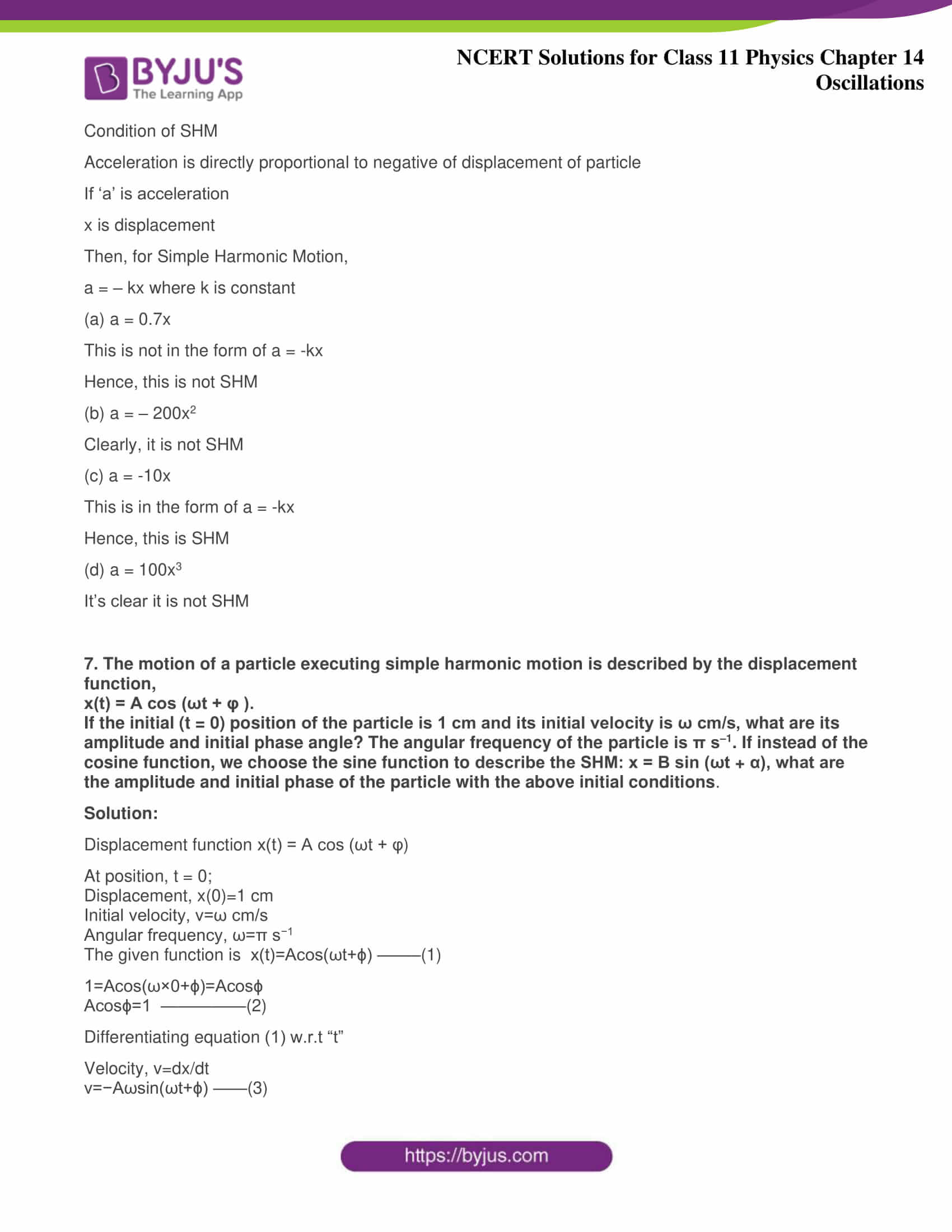 NCERT Solutions for Class 11 Physics Chapter 14 Oscillations