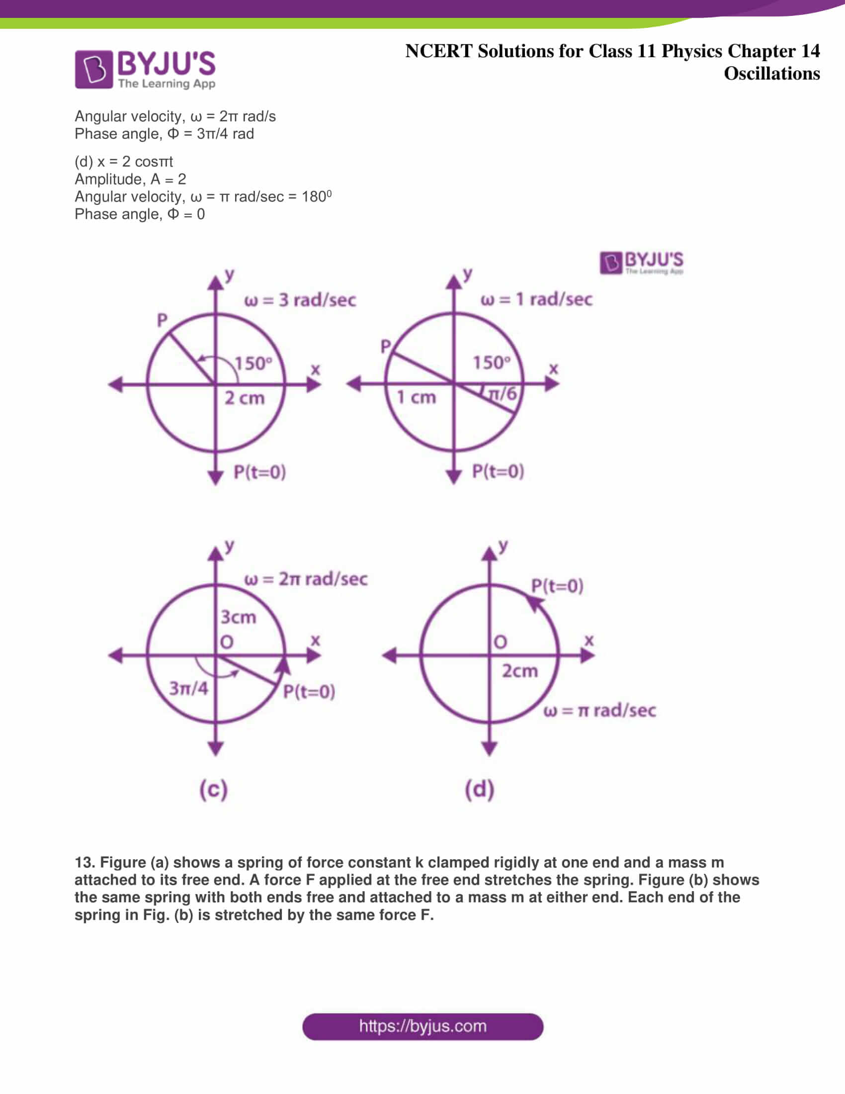 NCERT Solutions for Class 11 Physics Chapter 14 Oscillations