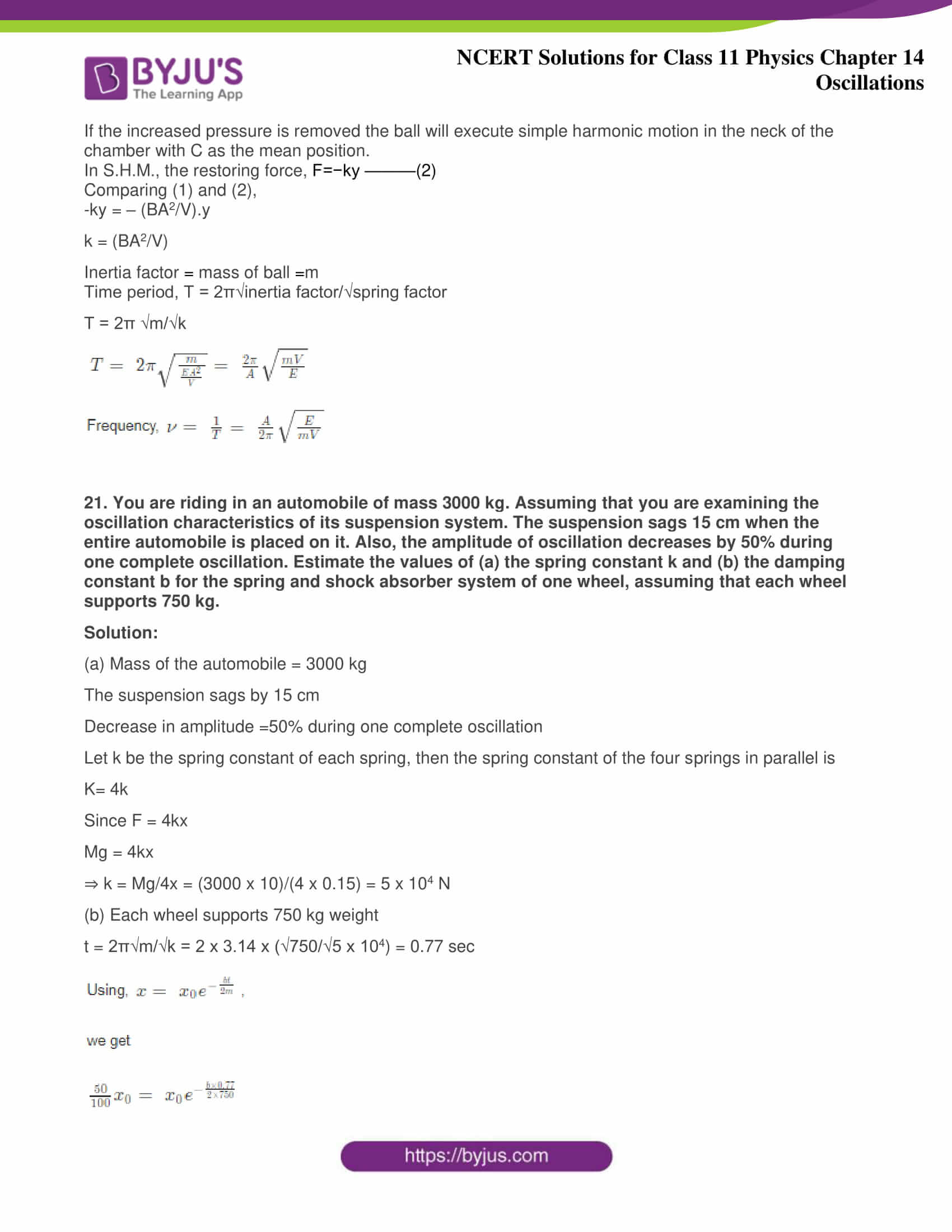 NCERT Solutions for Class 11 Physics Chapter 14 Oscillations