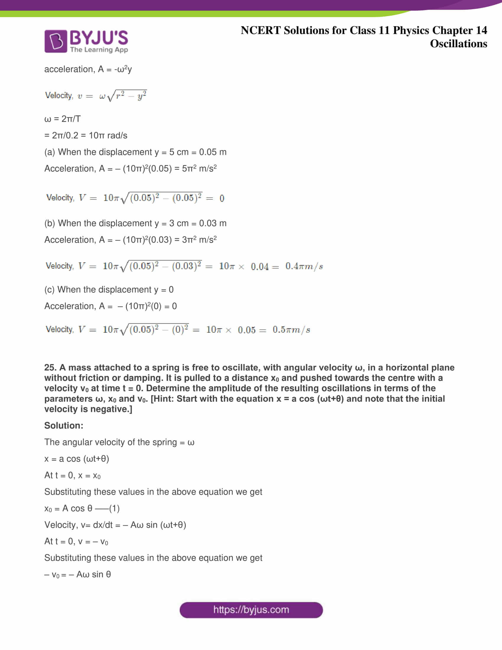 NCERT Solutions for Class 11 Physics Chapter 14 Oscillations
