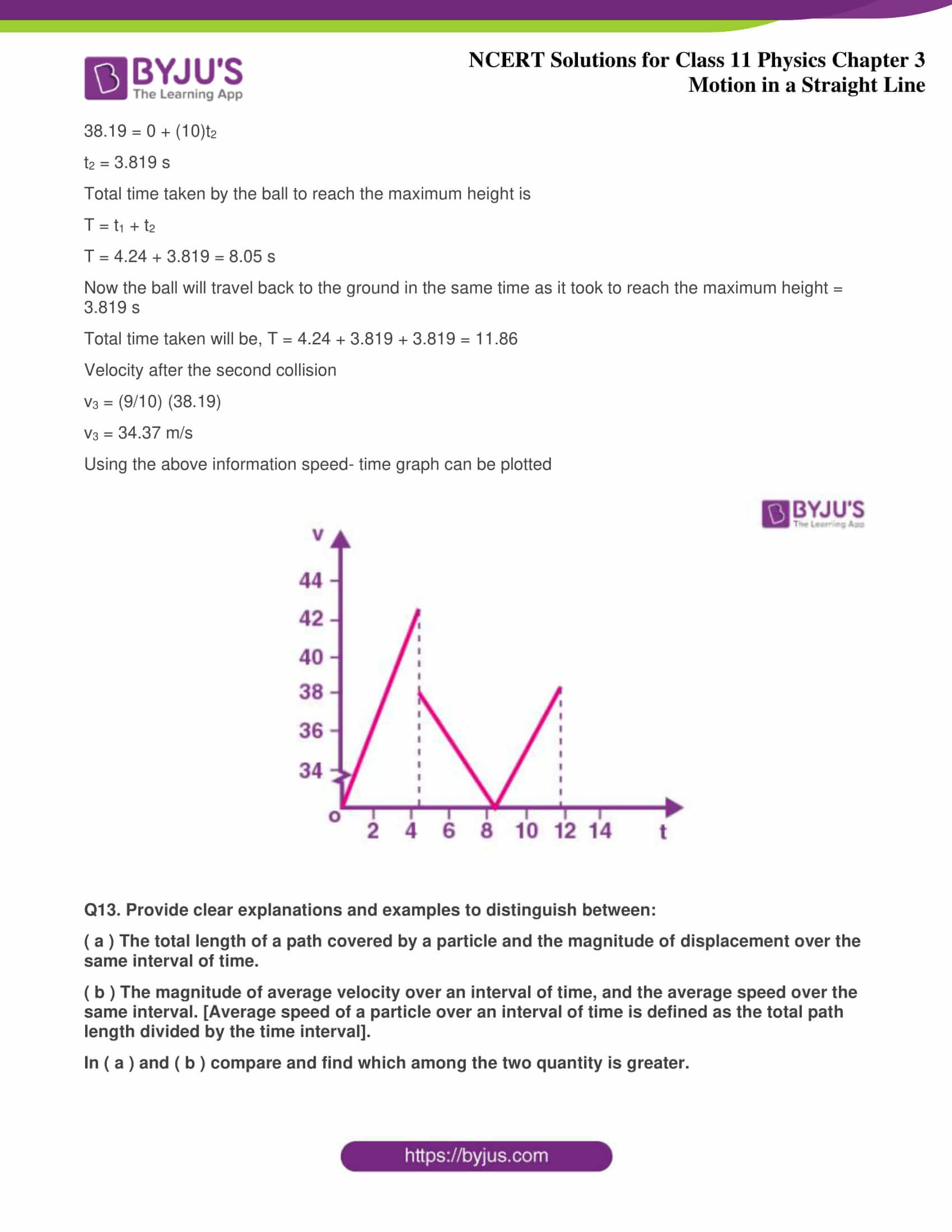 NCERT Solutions for Class 11 Physics Chapter 3 Motion in a Straight Line