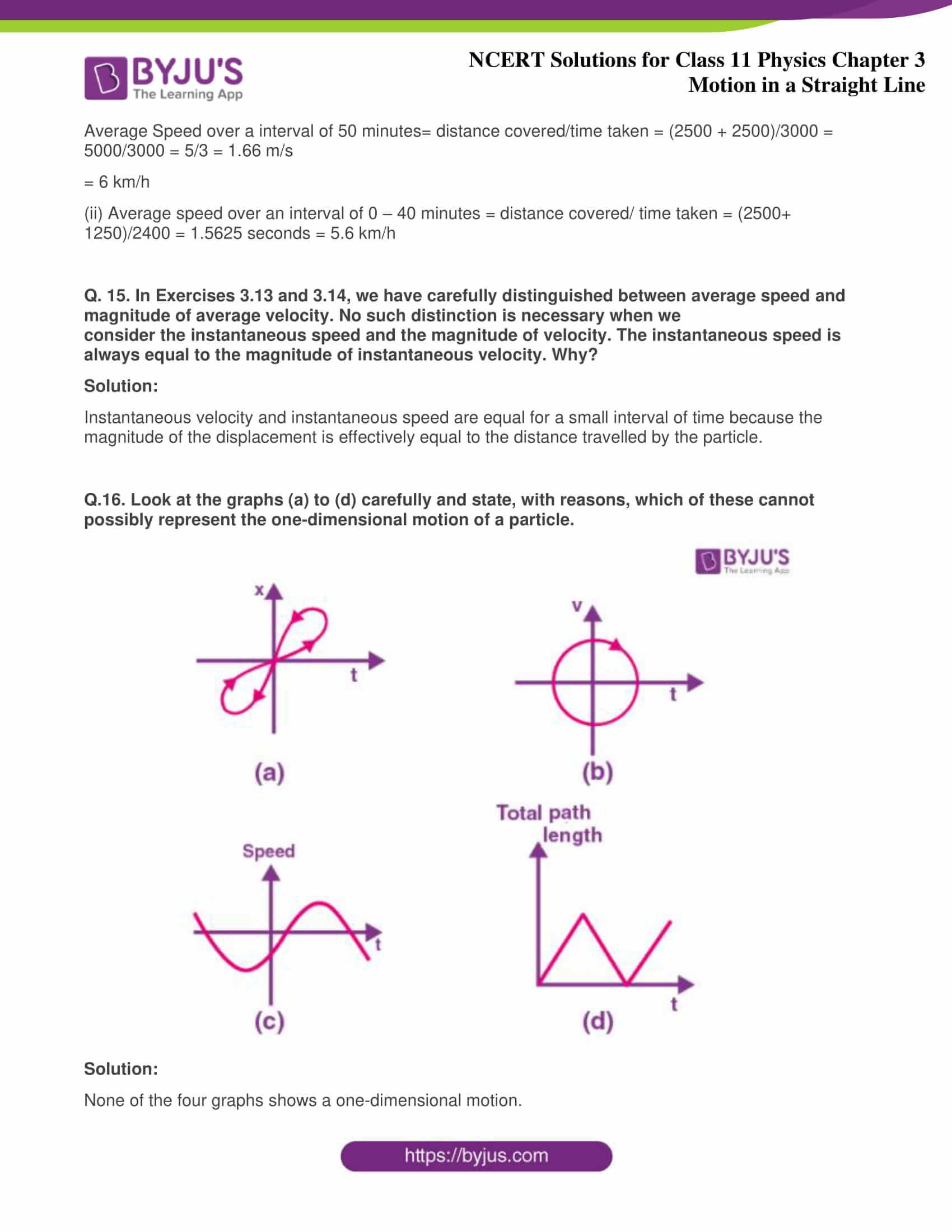 NCERT Solutions for Class 11 Physics Chapter 3 Motion in a Straight Line