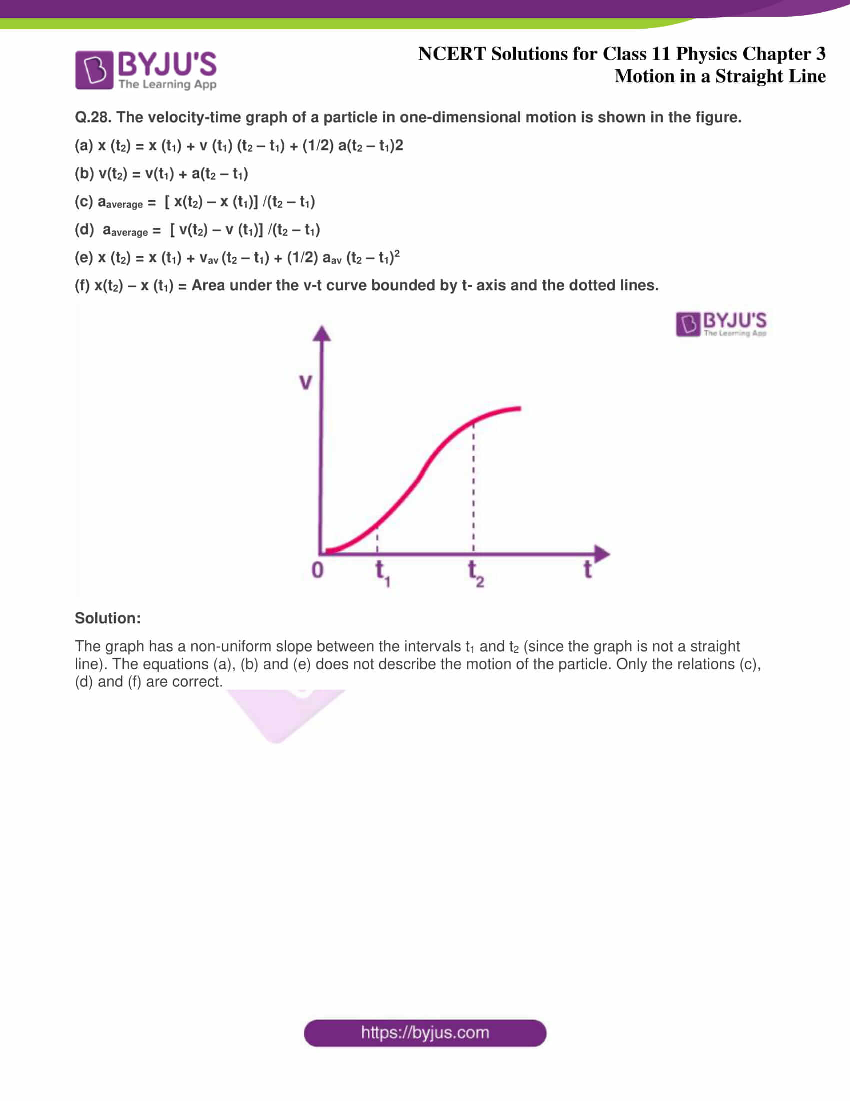 NCERT Solutions for Class 11 Physics Chapter 3 Motion in a Straight Line