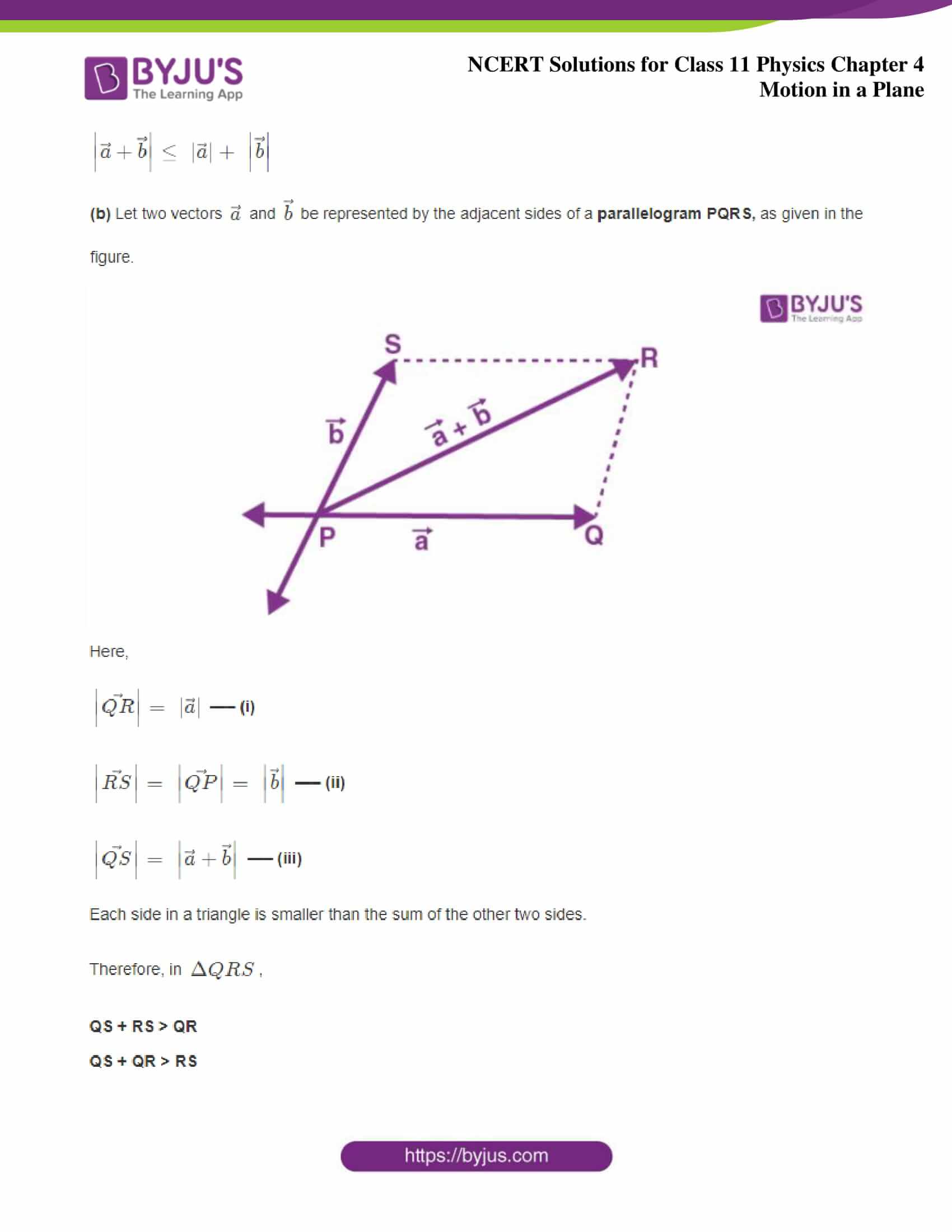 NCERT Solutions for Class 11 Physics Chapter 4 Motion In A Plane