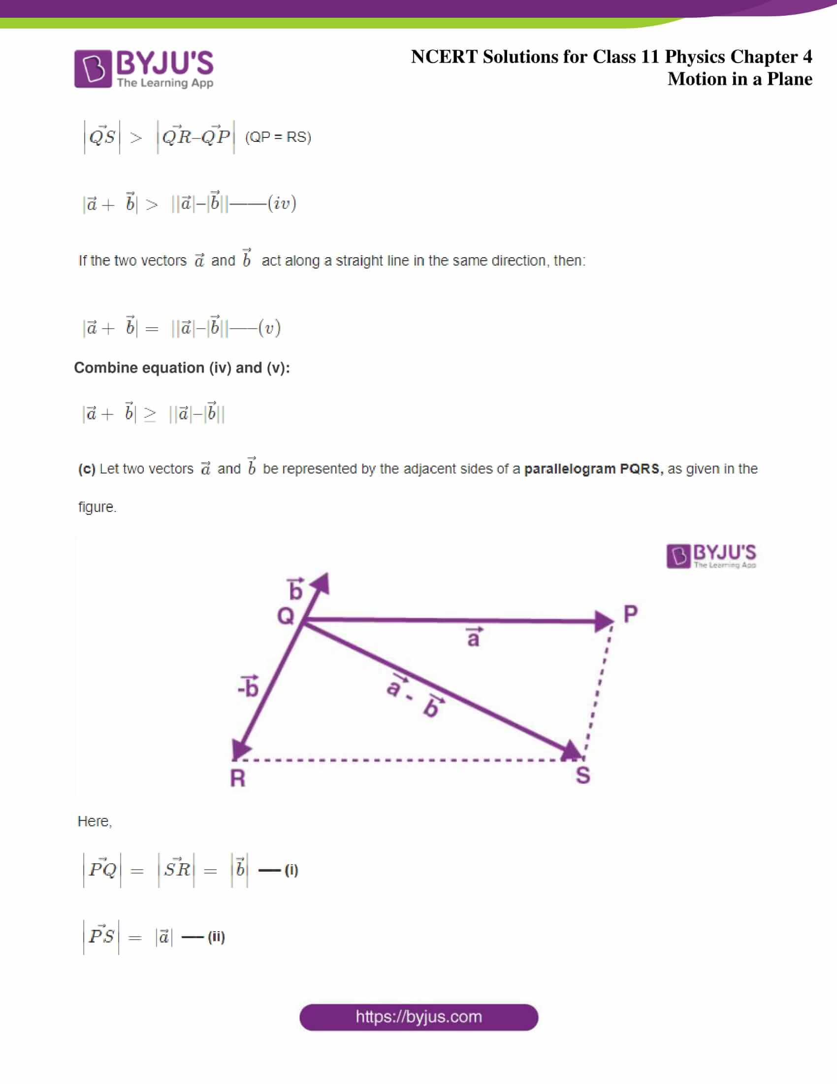 NCERT Solutions for Class 11 Physics Chapter 4 Motion In A Plane