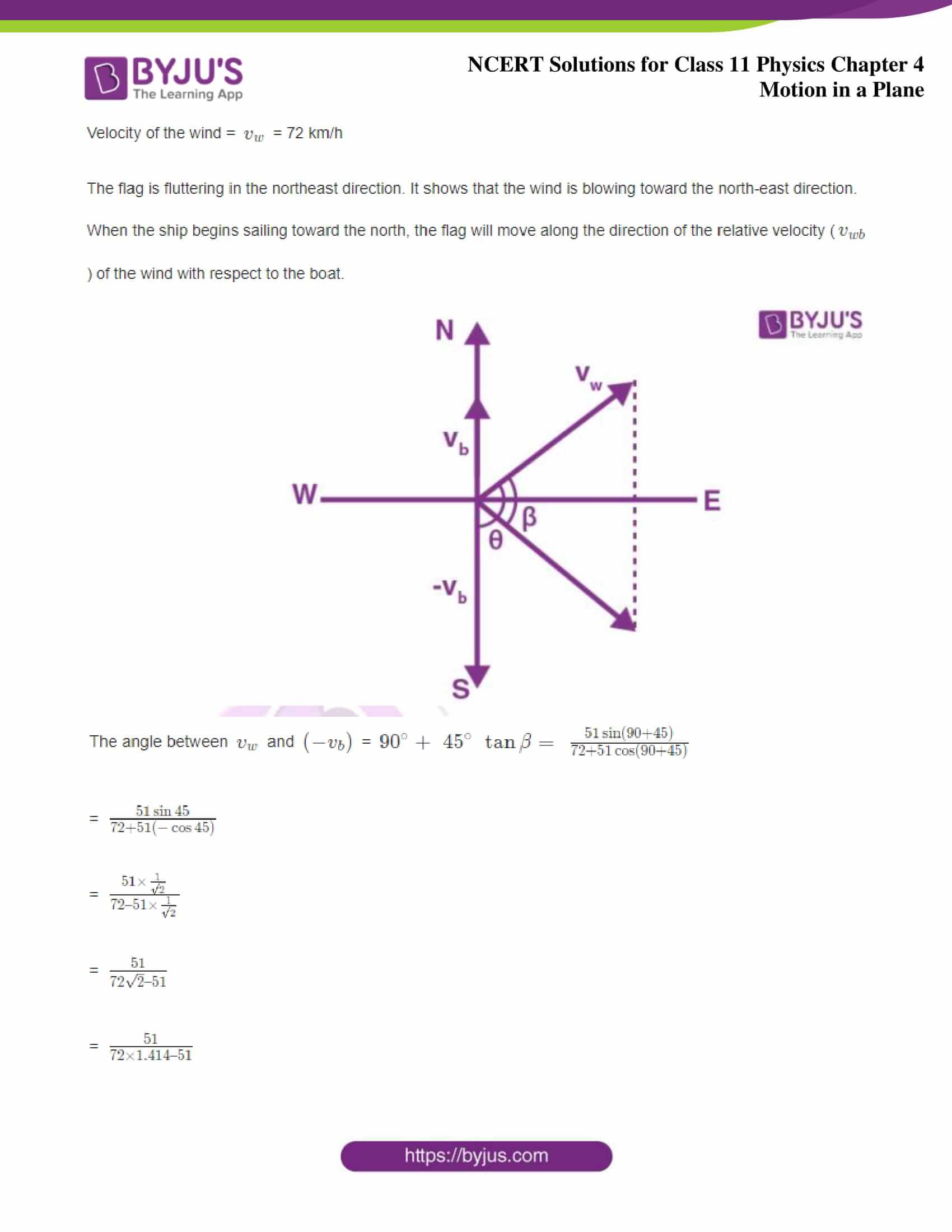 Ncert Solutions For Class 11 Physics Chapter 4 Motion In A Plane