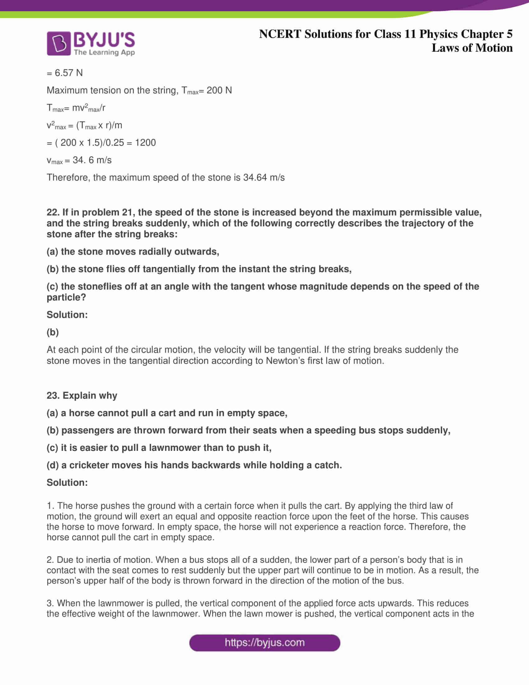 NCERT Solutions for Class 11 Physics Chapter 5 Laws of Motion