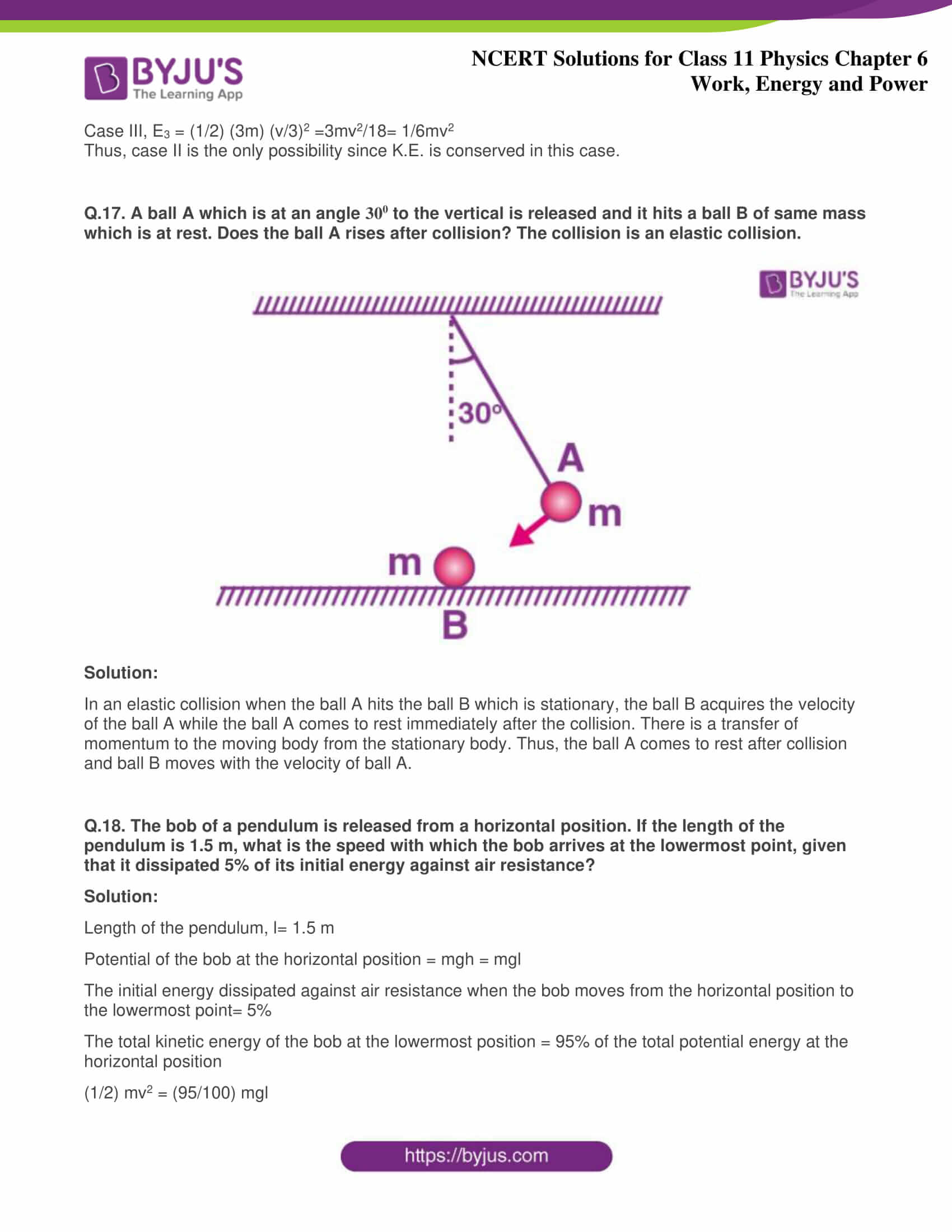 NCERT Solutions for Class 11 Physics Chapter 6 Work, Energy and Power