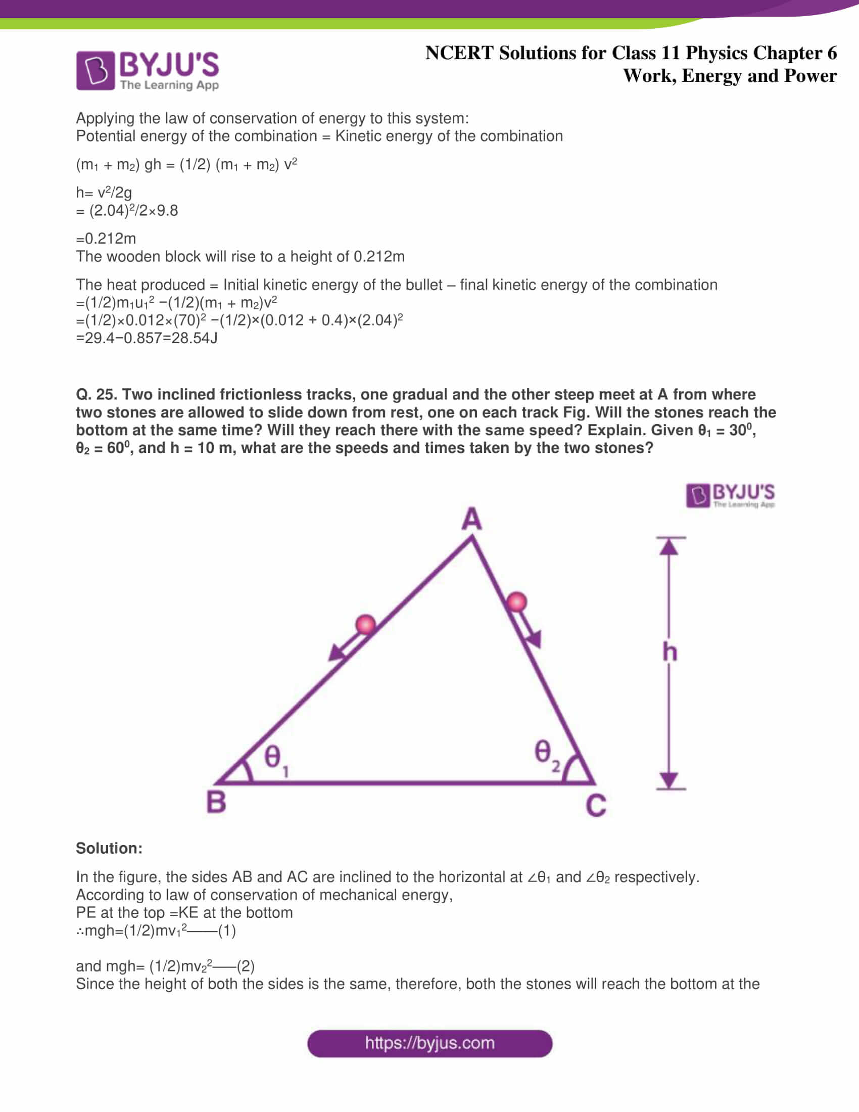 NCERT Solutions for Class 11 Physics Chapter 6 Work, Energy and Power