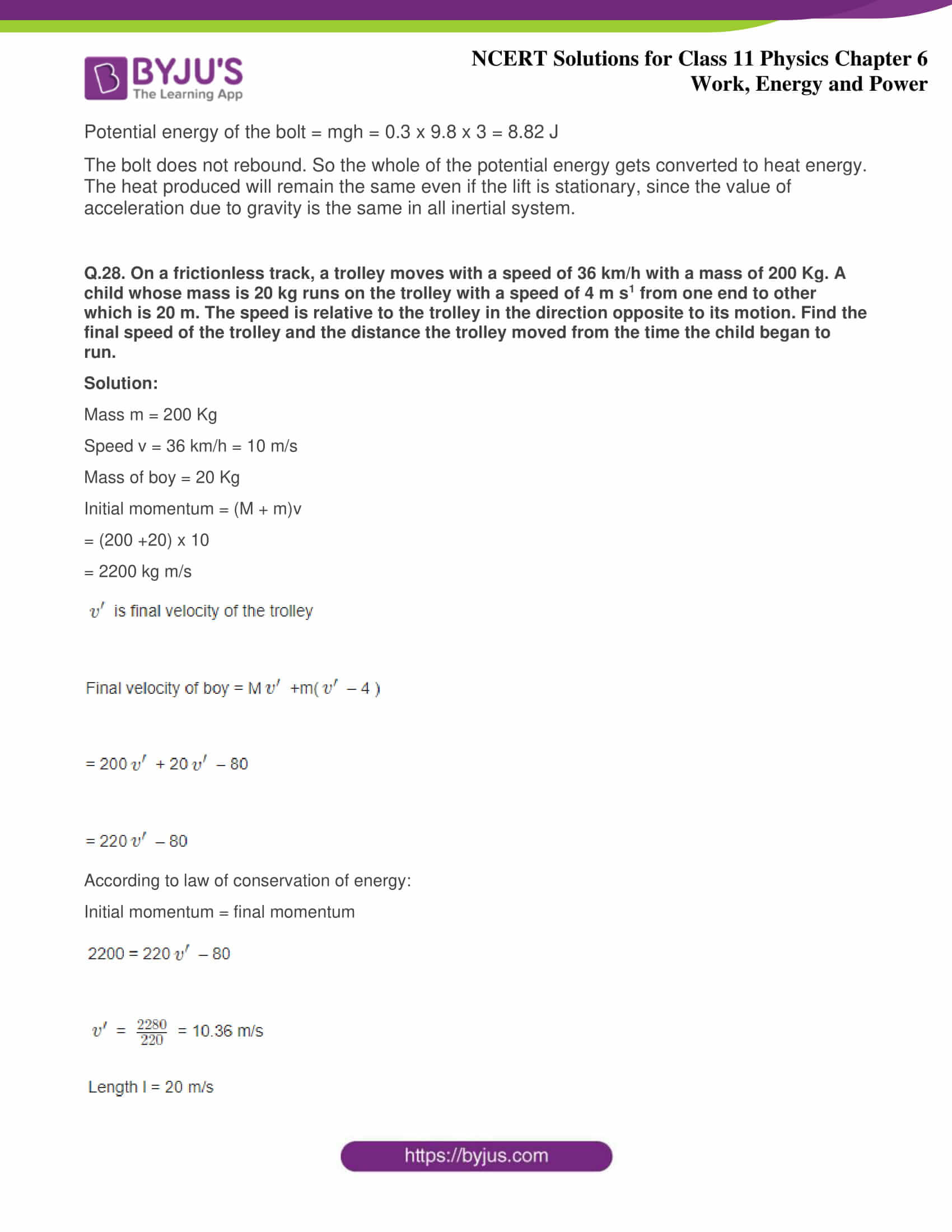 NCERT Solutions for Class 11 Physics Chapter 6 Work, Energy and Power