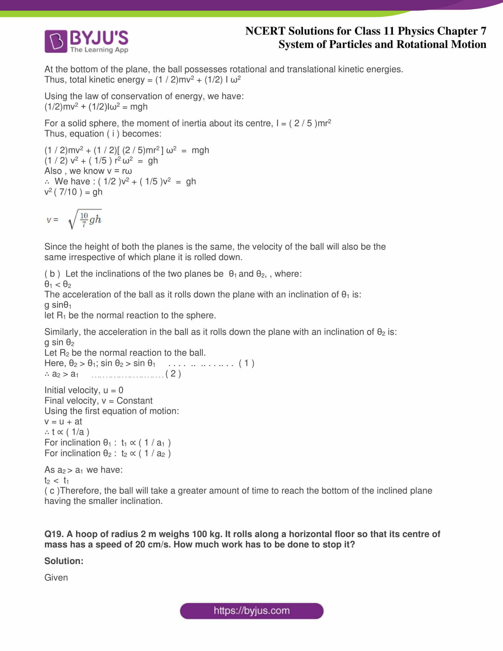 NCERT Solutions for Class 11 Physics Chapter 7 System of Particles and ...