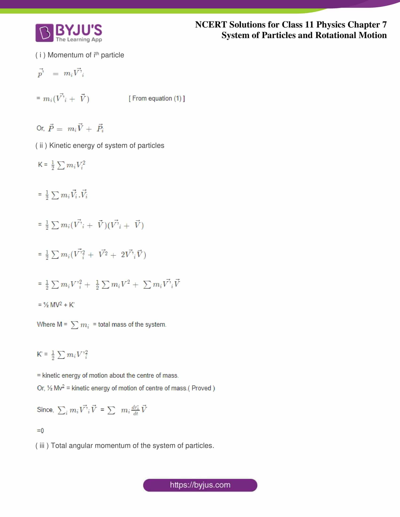 NCERT Solutions for Class 11 Physics Chapter 7 System of Particles and Rotational Motion