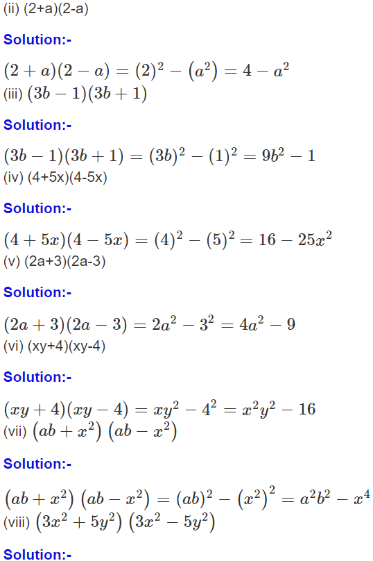 Selina Solutions Class 8 Concise Maths Chapter 12 Algebraic Identities