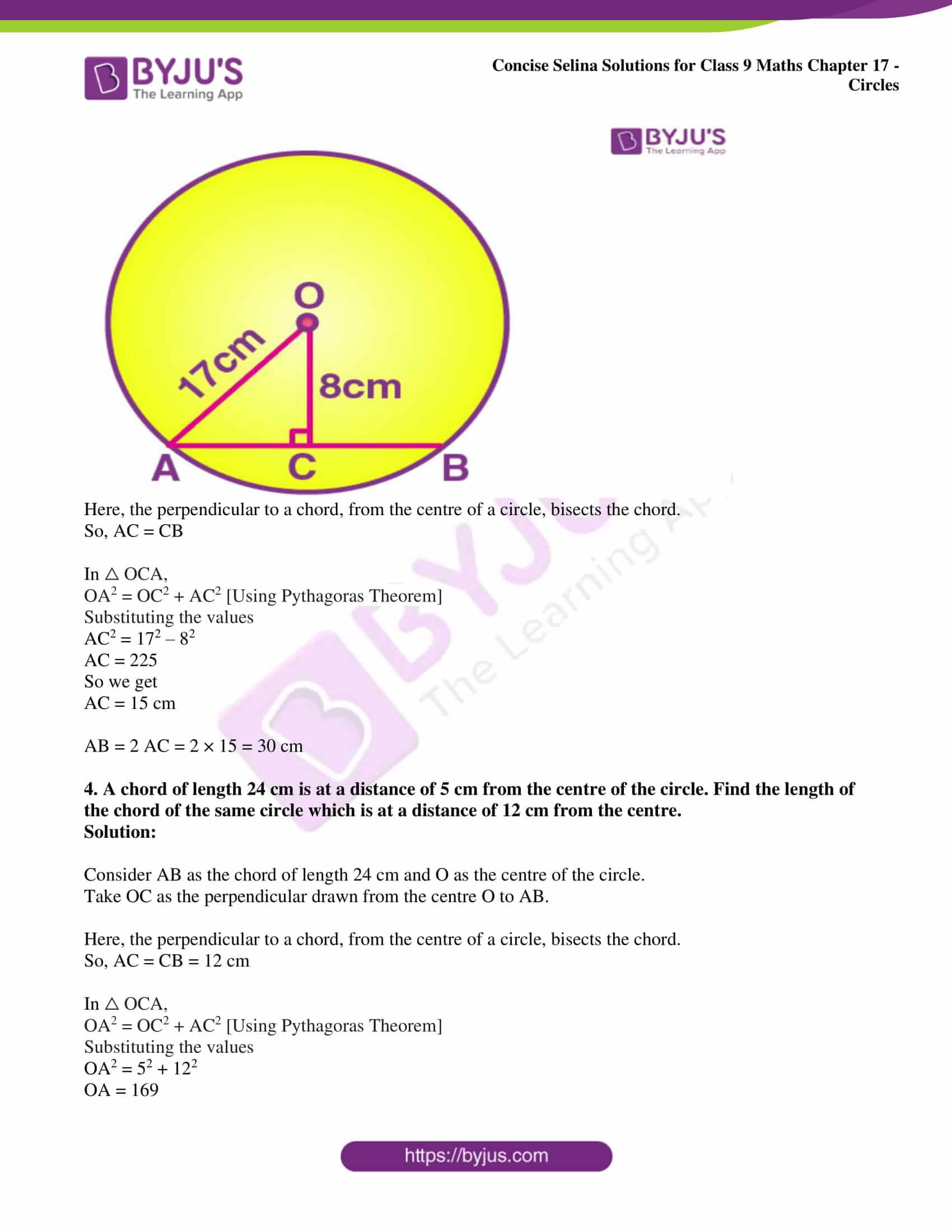 Selina Solutions Class 9 Concise Maths Chapter 17 Circles Download