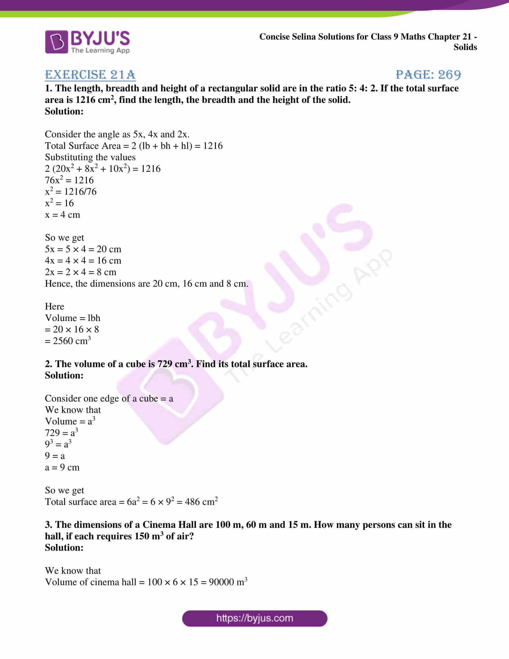 Selina Solutions Class 9 Concise Maths Chapter 21 Solids Download Free PDF Selina Solutions Class 9 Concise Maths Chapter 21 Solids Download Free PDF