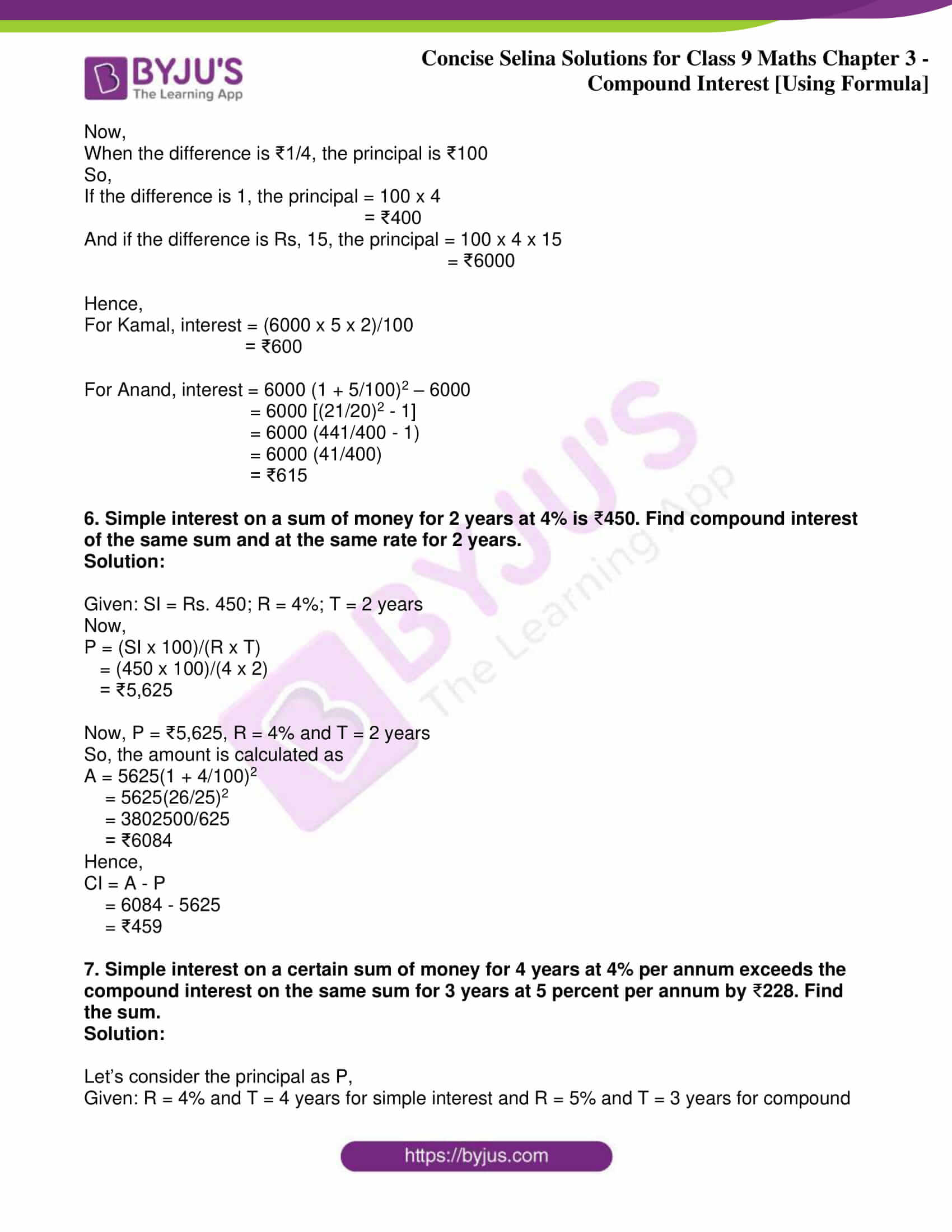 Selina Solutions Class 9 Concise Maths Chapter 3 Compound Interest Selina Solutions Class 9 Concise Maths Chapter 3 Compound Interest