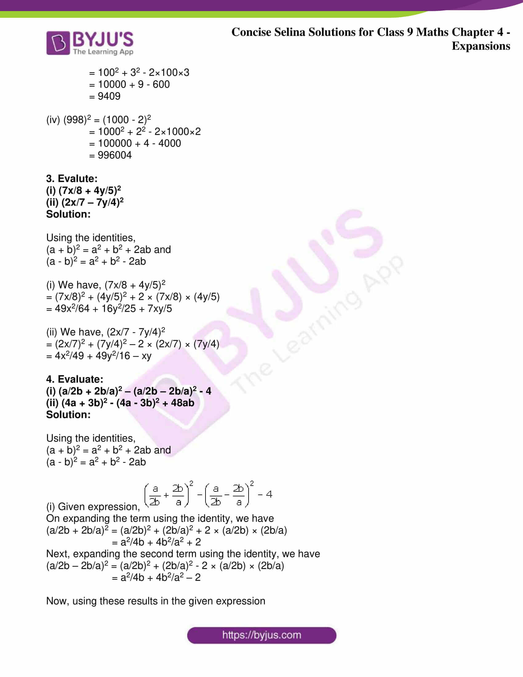 Selina Solutions Class 9 Concise Maths Chapter 4 Expansions Download Selina Solutions Class 9 Concise Maths Chapter 4 Expansions Download