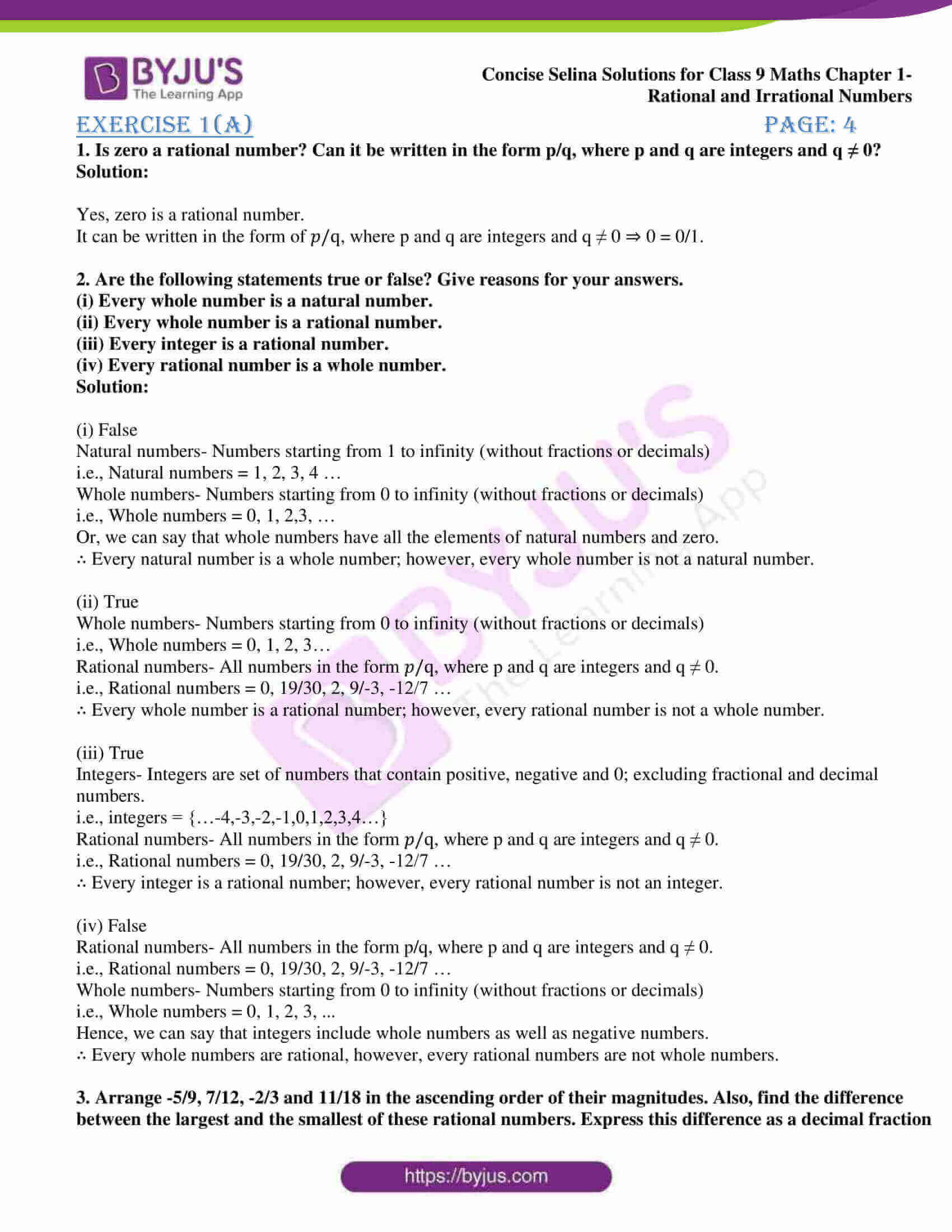Selina Solutions Class 9 Concise Maths Chapter 1 Rational And 