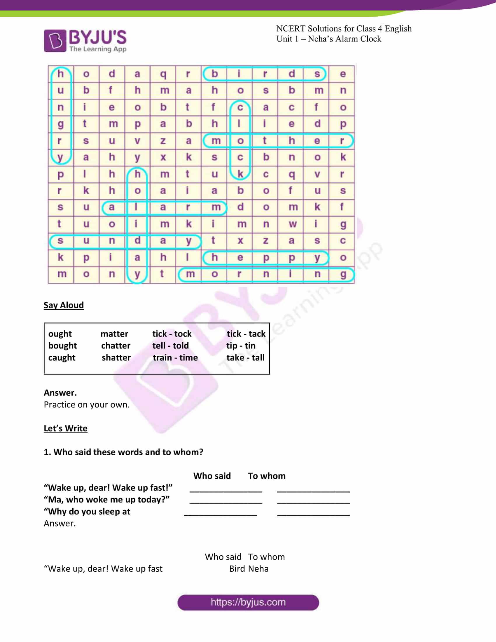NCERT Solutions For Class 4 English Chapter 1 Wake Up And Neha s ncert-solutions-for-class-4-english-chapter-1-wake-up-and-neha-s
