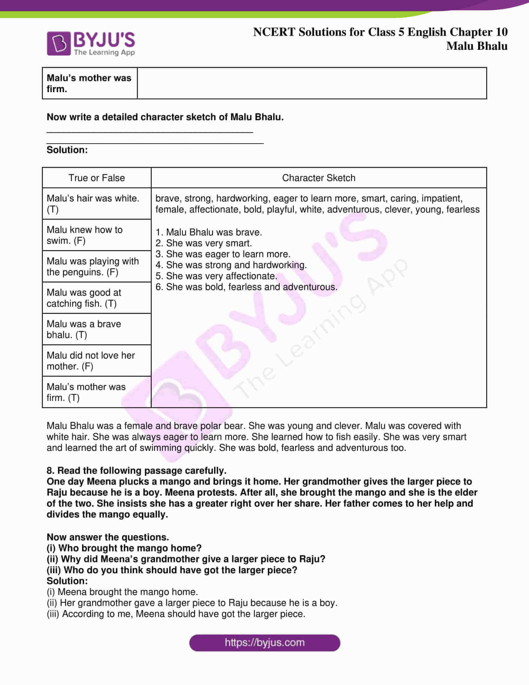 NCERT Solutions For Class 5 English Chapter 10 Malu Bhalu And Who Will ncert-solutions-for-class-5-english-chapter-10-malu-bhalu-and-who-will