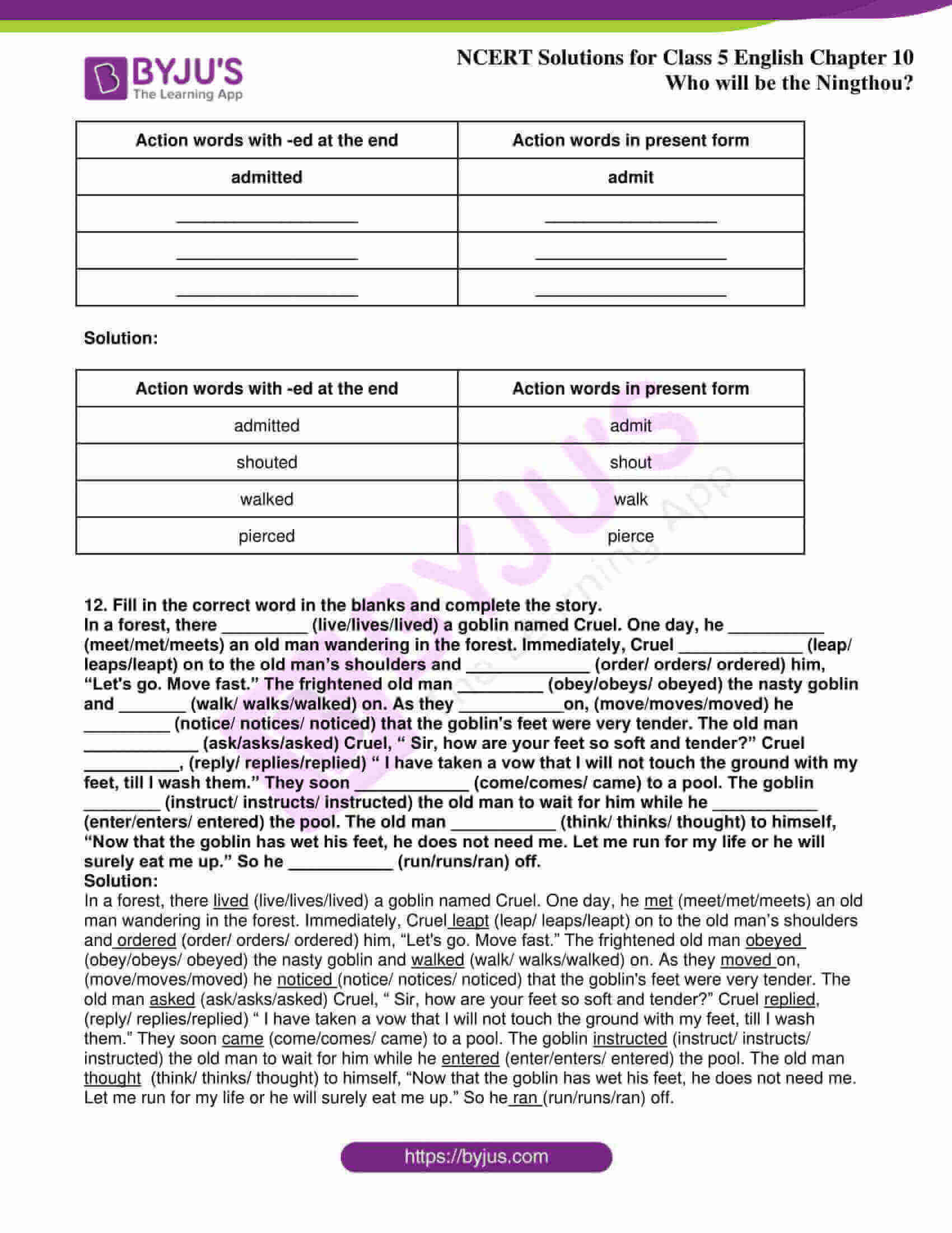 NCERT Solutions For Class 5 English Chapter 10 Malu Bhalu And Who Will