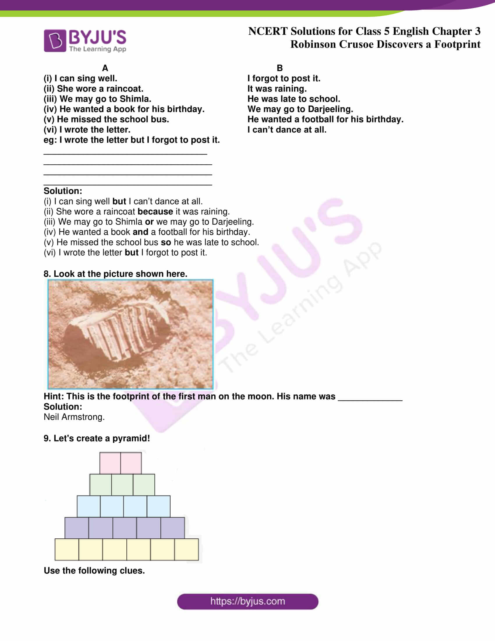 NCERT Solutions For Class 5 English Chapter 3 My Shadow And Robinson