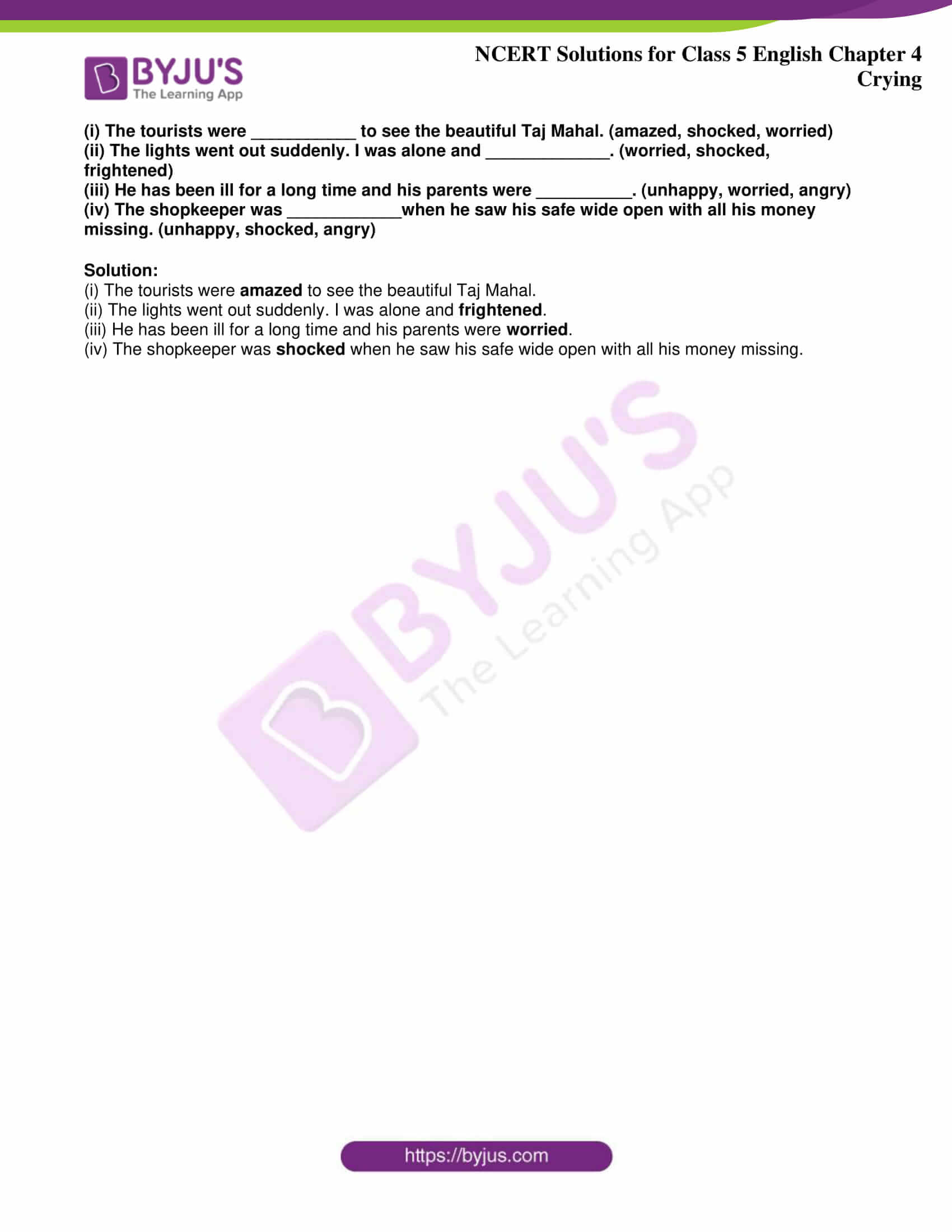 NCERT Solutions for Class 5 English Chapter 4 Crying and My Elder ...