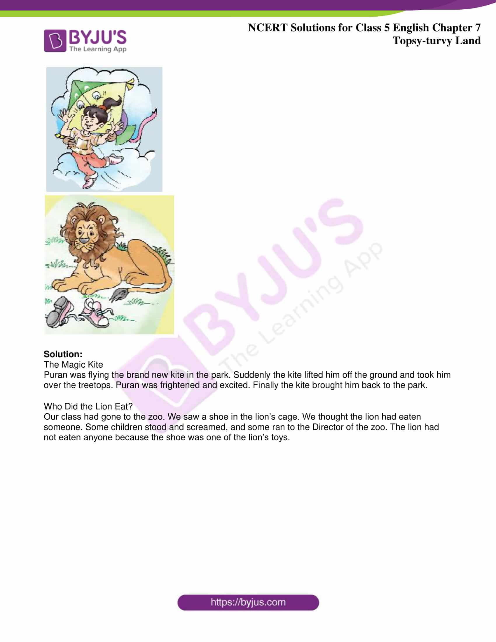 NCERT Solutions For Class 5 English Chapter 7 Topsy Turvy Land And