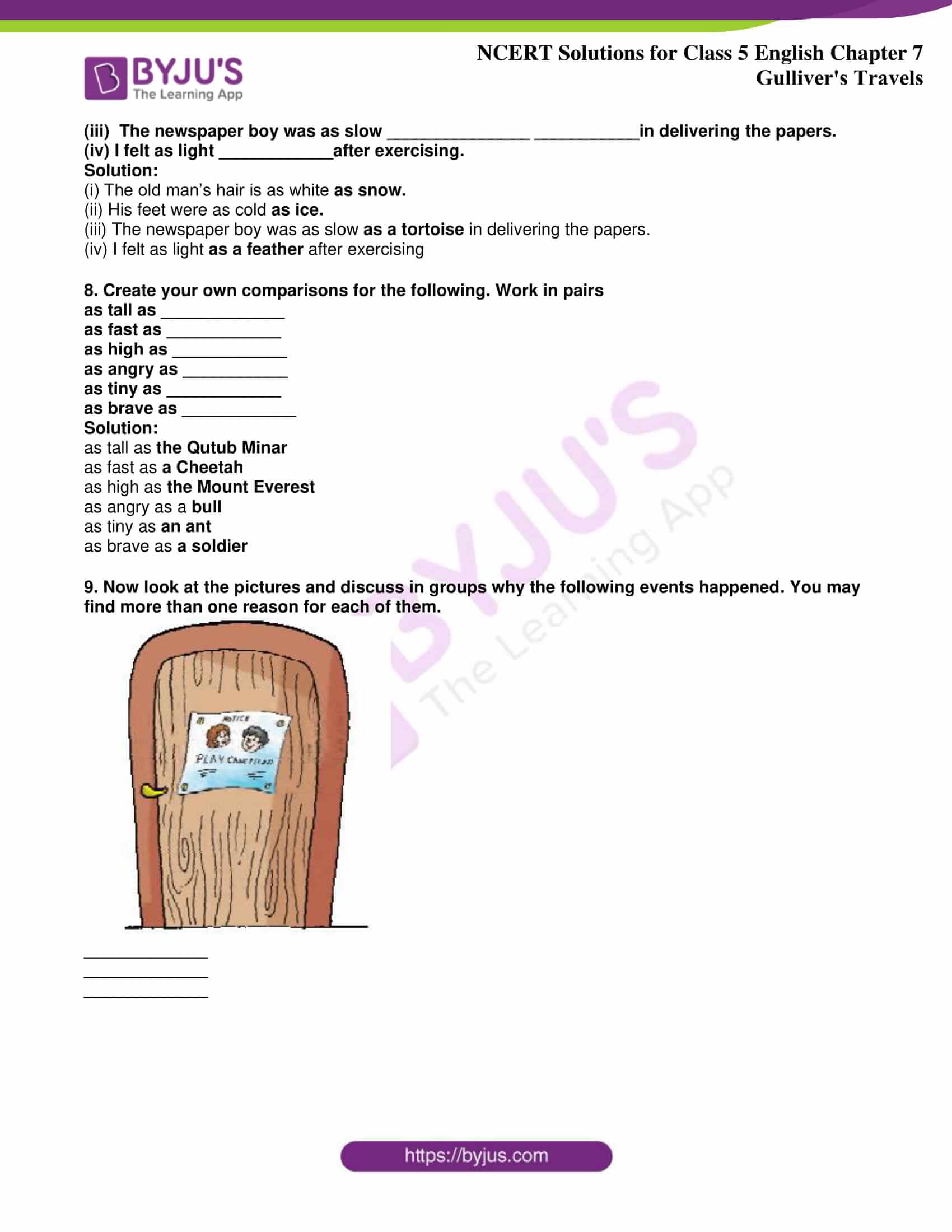 NCERT Solutions For Class 5 English Chapter 7 Topsy Turvy Land And NCERT Solutions For Class 5 English Chapter 7 Topsy Turvy Land And