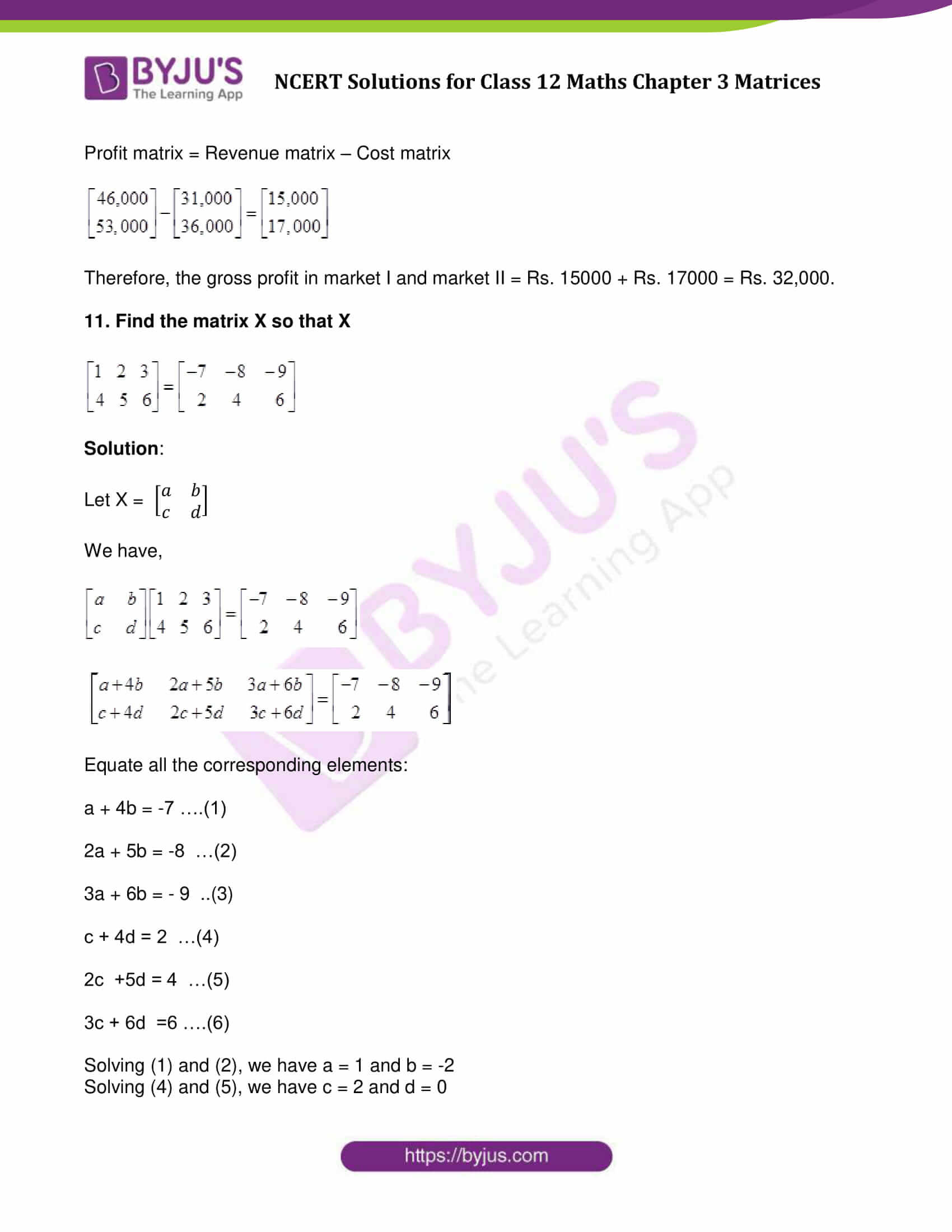 NCERT Solutions For Class 12 Maths Chapter 3 Matrices Miscellaneous