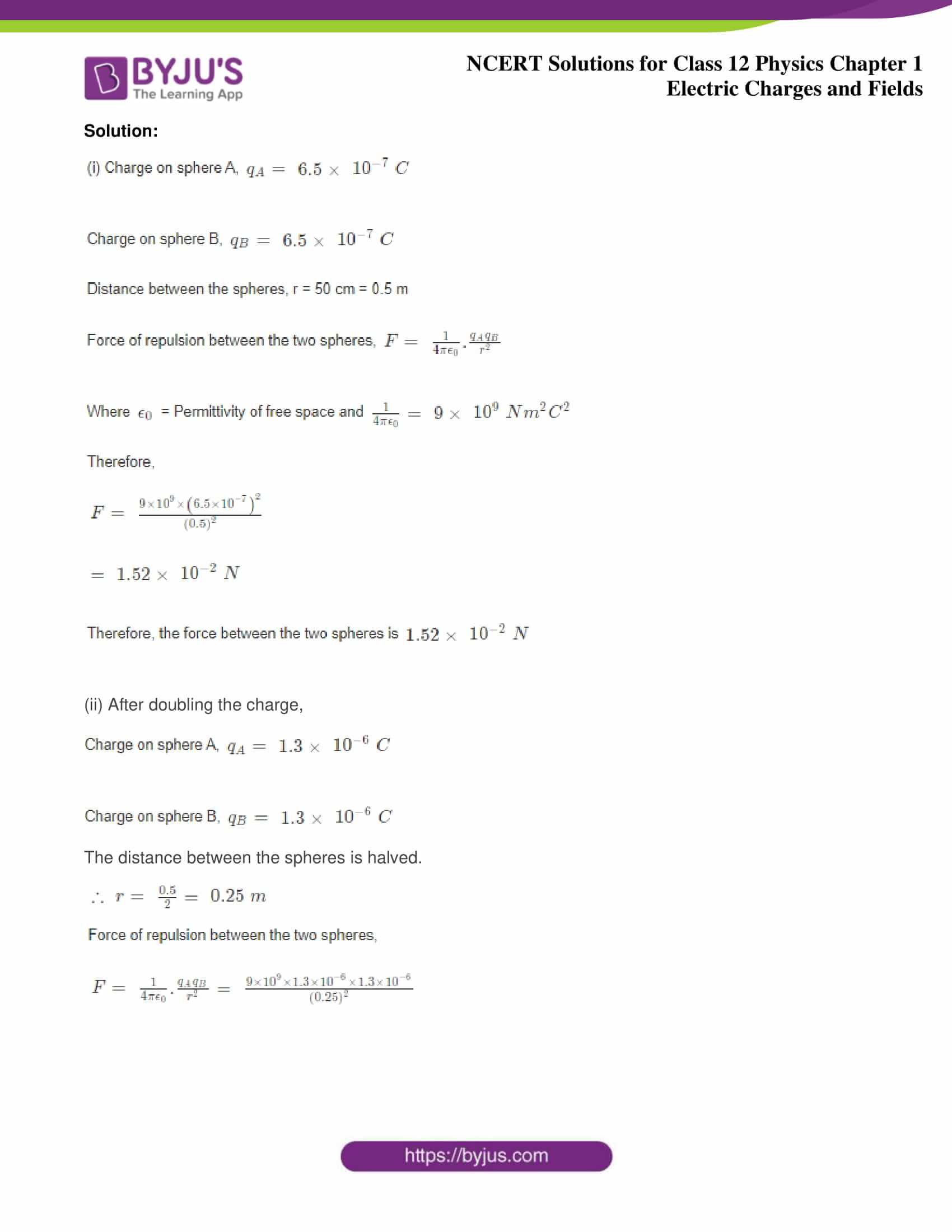 NCERT Solutions for Class 12 Physics Chapter 1 Electric Charges and Fields