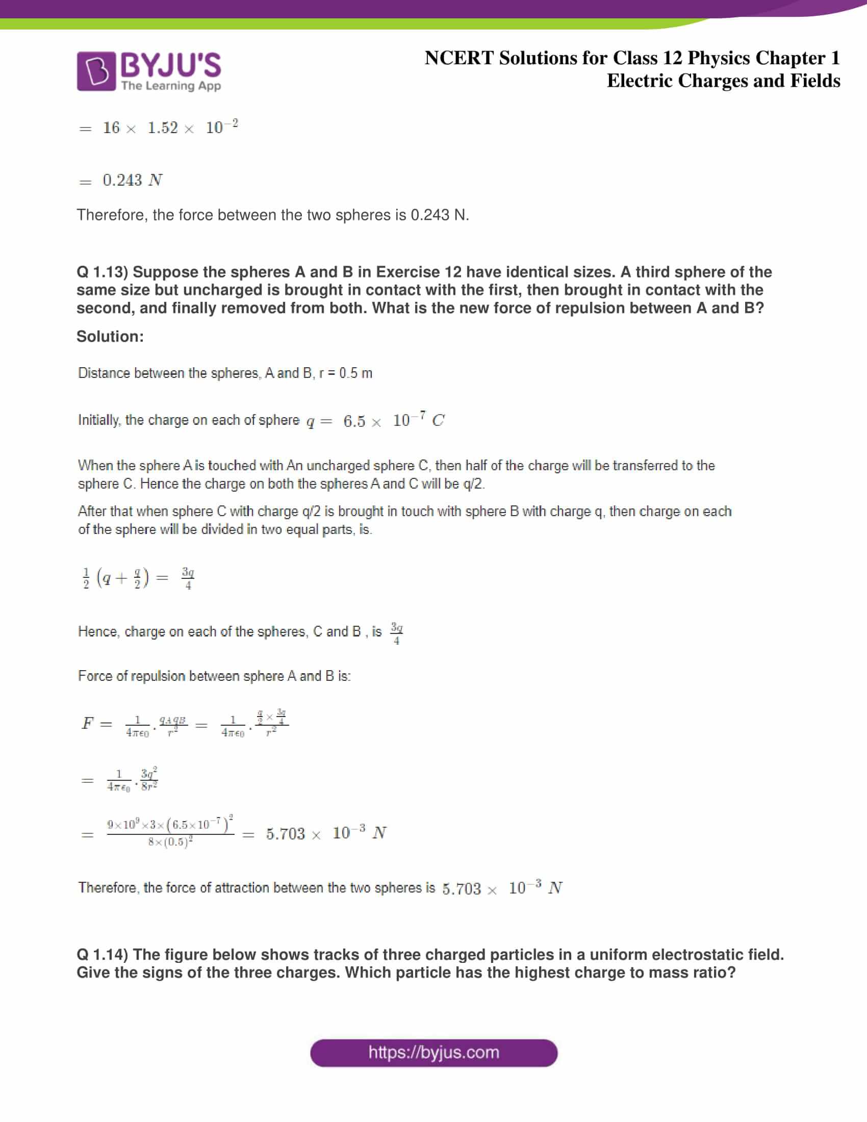 NCERT Solutions for Class 12 Physics Chapter 1 Electric Charges and Fields