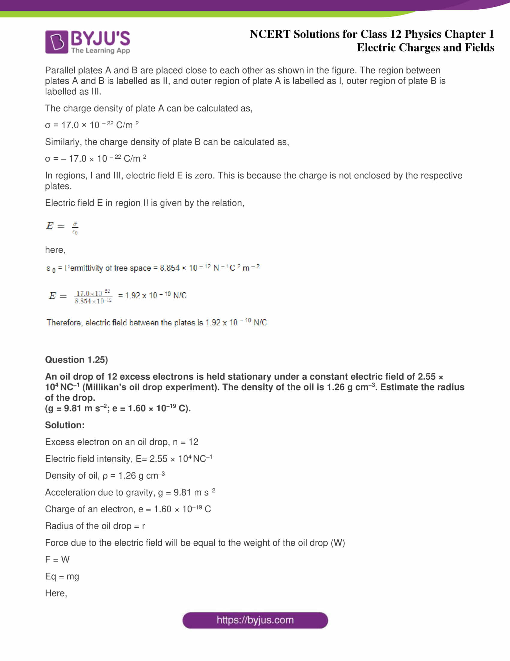 NCERT Solutions for Class 12 Physics Chapter 1 Electric Charges and Fields