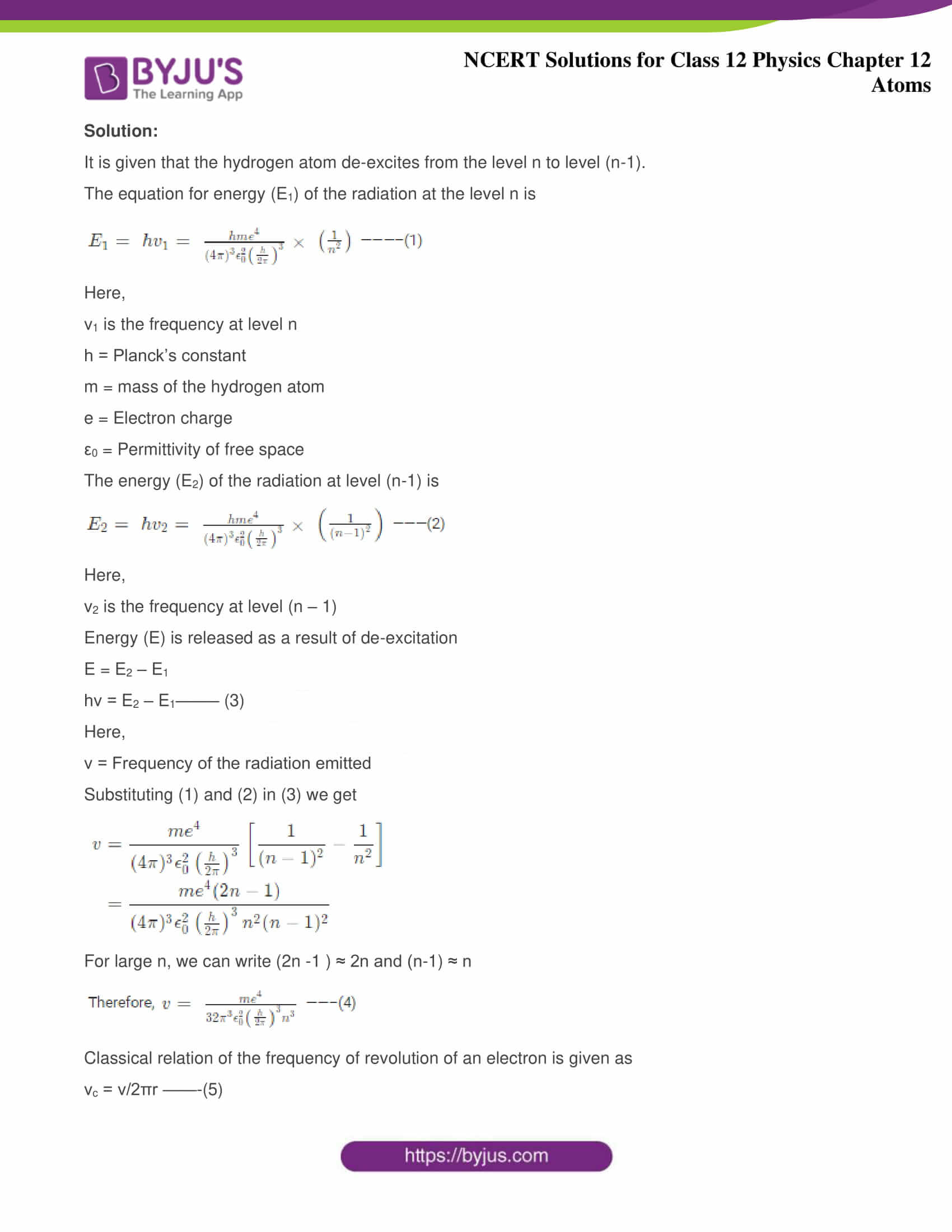 NCERT Solutions for Class 12 Physics Chapter 12 Atoms