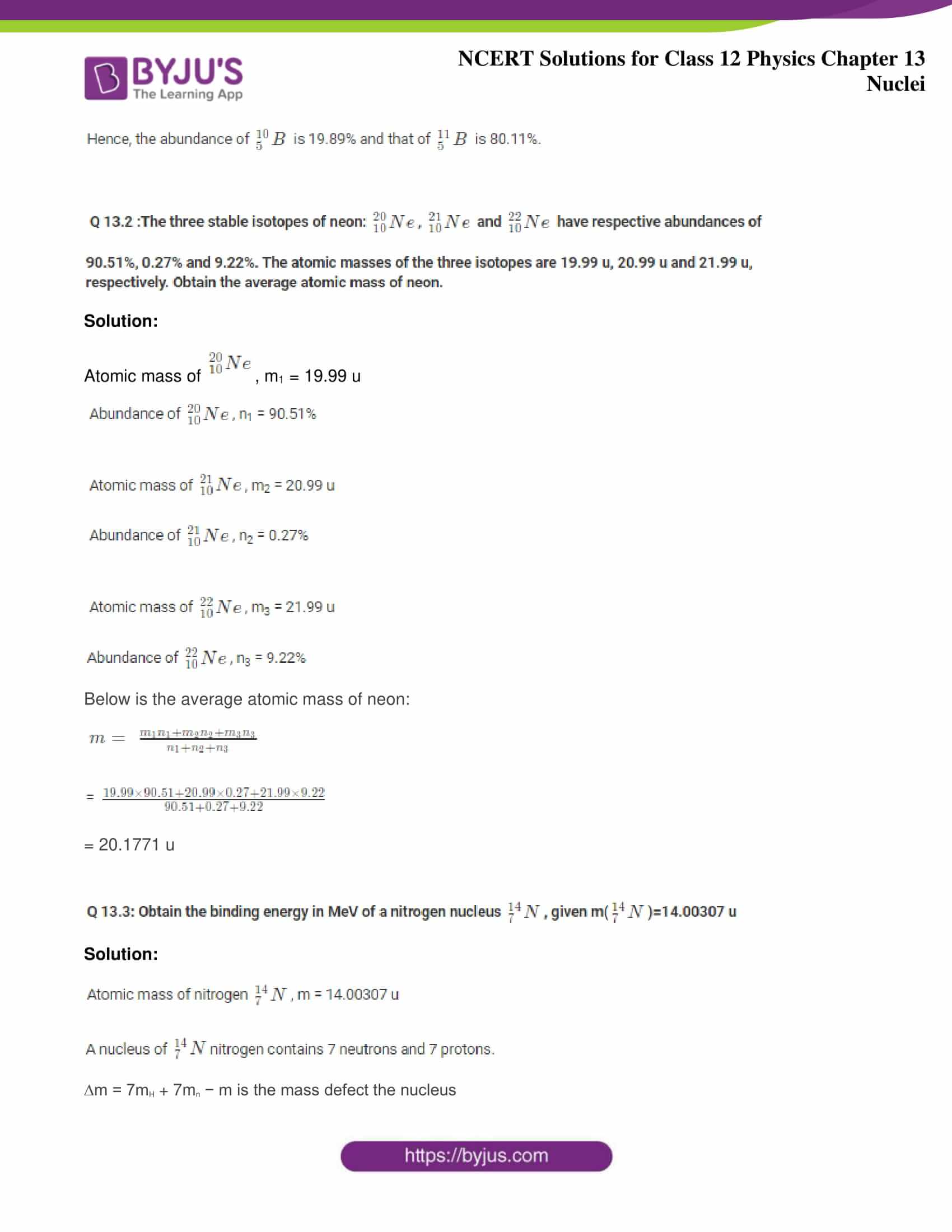 NCERT Solutions for Class 12 Physics Chapter 13 Nuclei