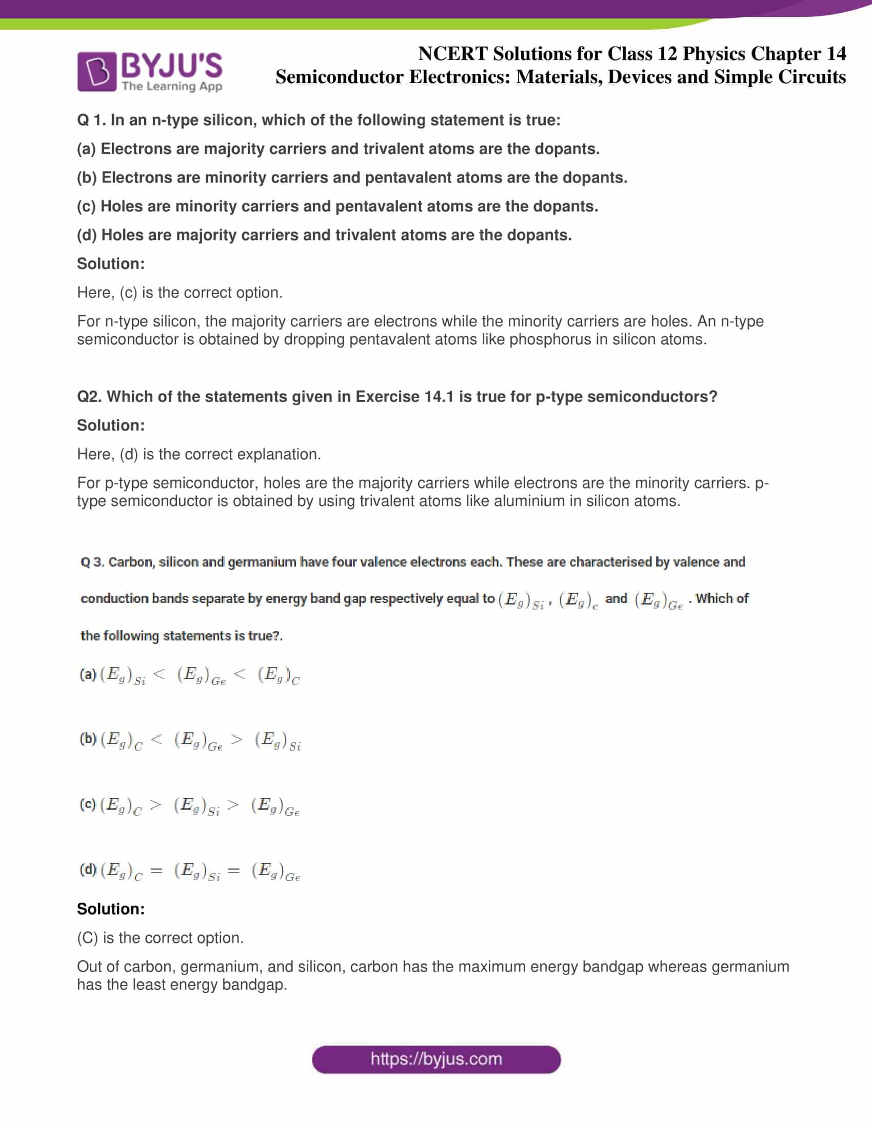NCERT Solutions Class 12 Physics Chapter 14 Semiconductor Electronics: Materials, Devices and ...