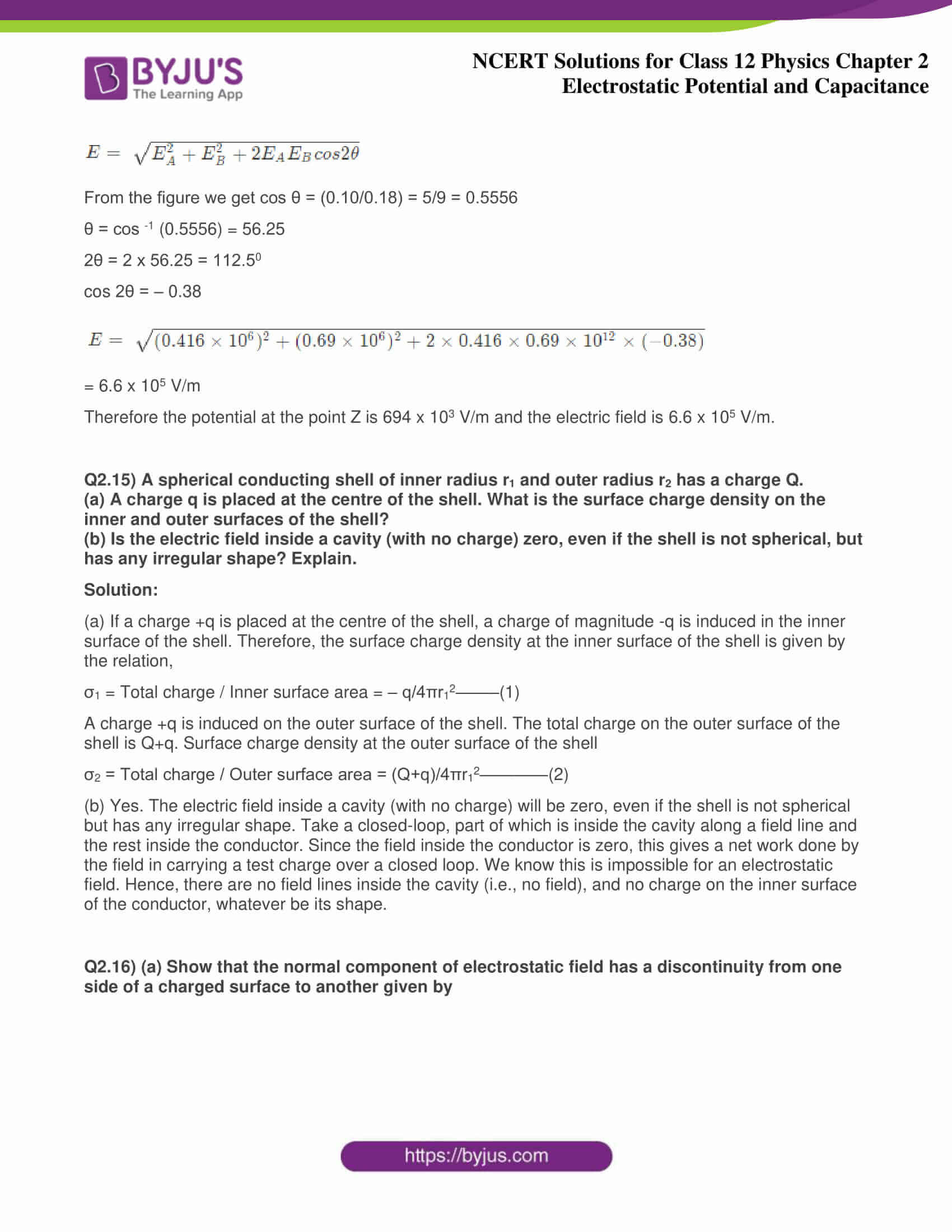 NCERT Solutions for Class 12 Physics Chapter 2 Electrostatic Potential And Capacitance